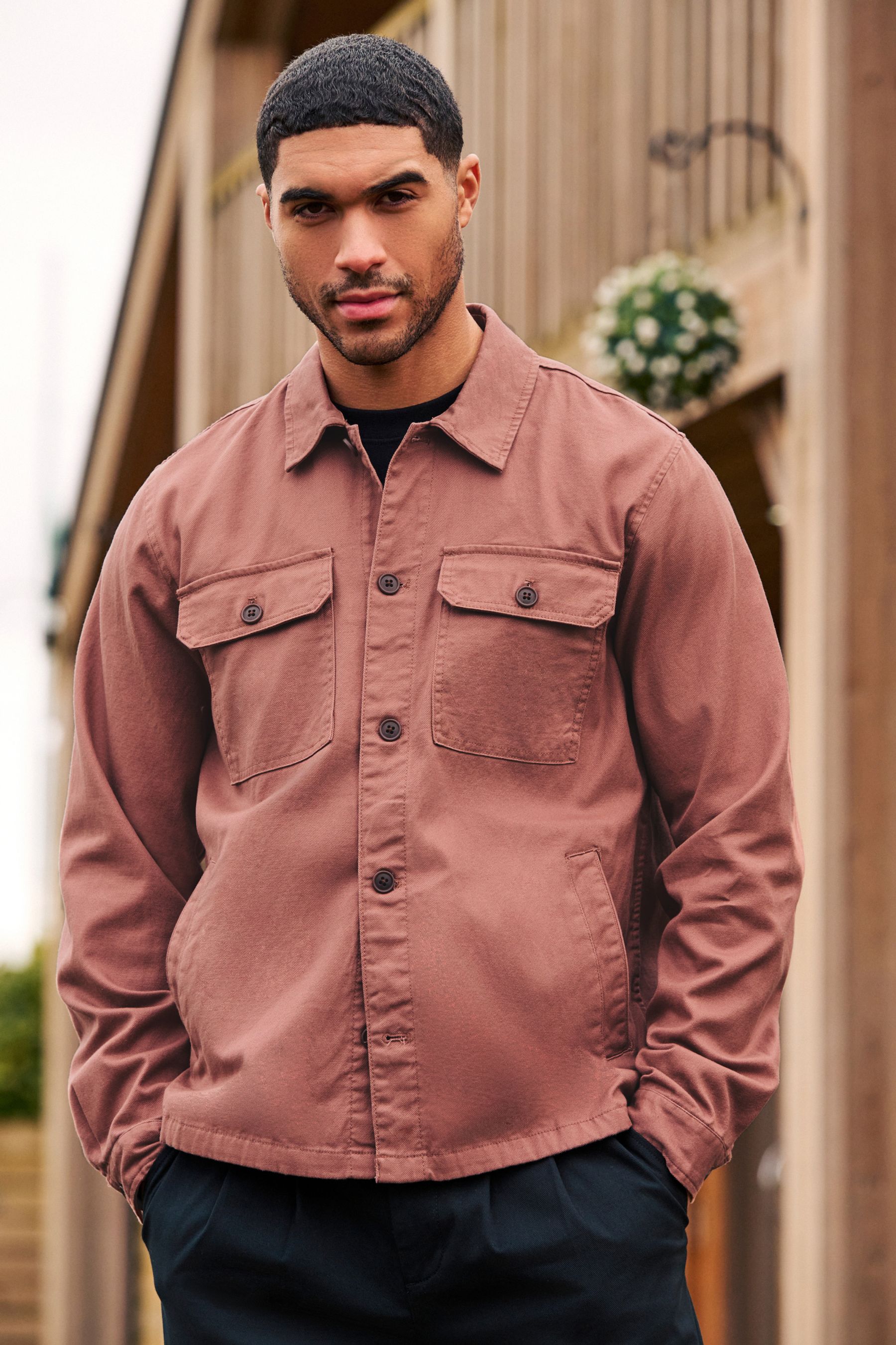 Buy Dusty Pink Cotton Linen Shacket from the Next UK online shop