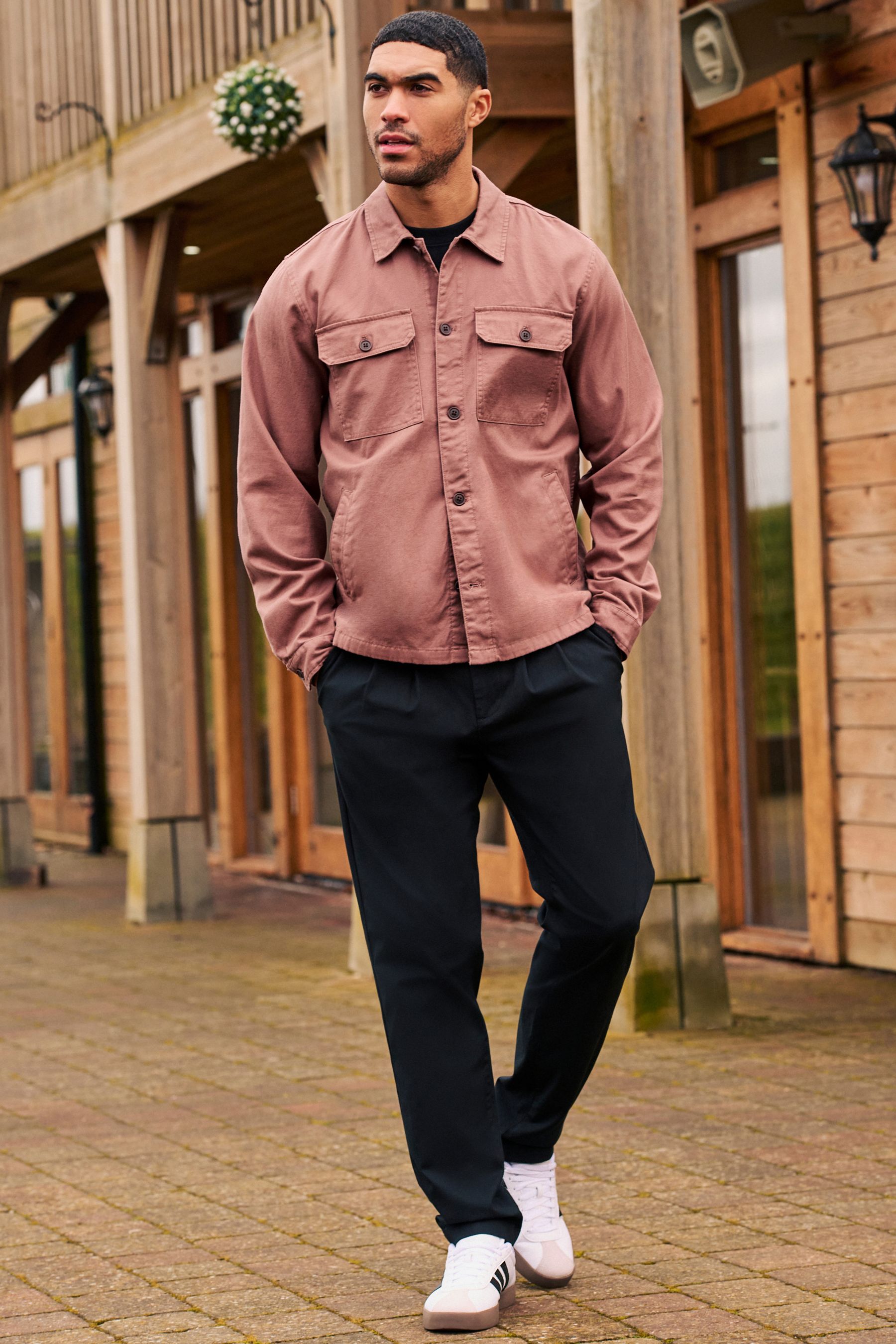 Buy Dusty Pink Cotton Linen Shacket from the Next UK online shop