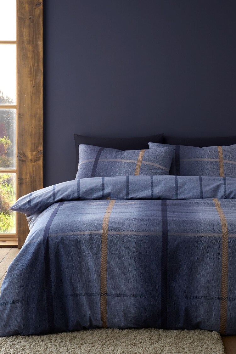 Buy Catherine Lansfield Blue Brushed 100% Cotton Melrose Tweed Check ...