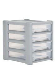 Buy Wham Grey 1 x Shallow 4 Drawer Tower Home and Office Organisation ...