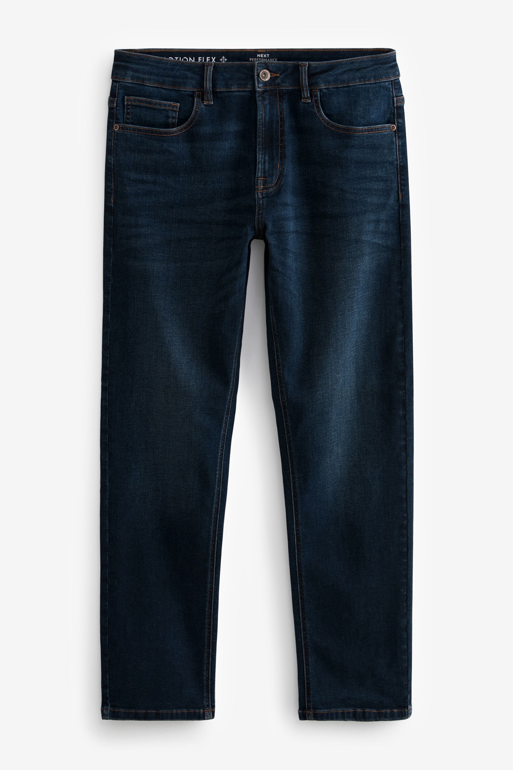 Buy Blue Mid Indigo Straight Fit Motion Flex Jeans from the Next UK ...