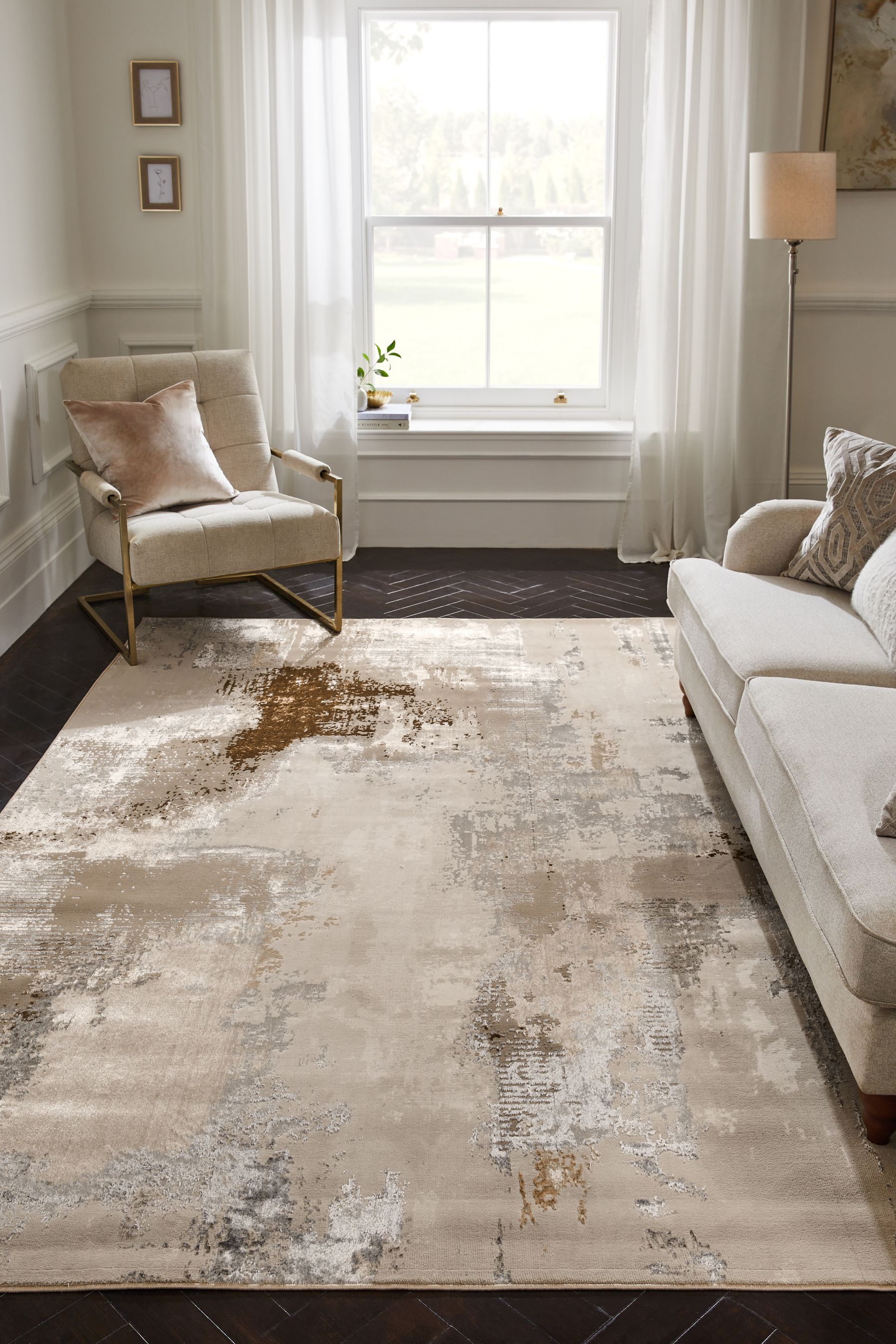 Buy Champagne Valencia Elena High Shine Abstract Rug from the Next UK ...