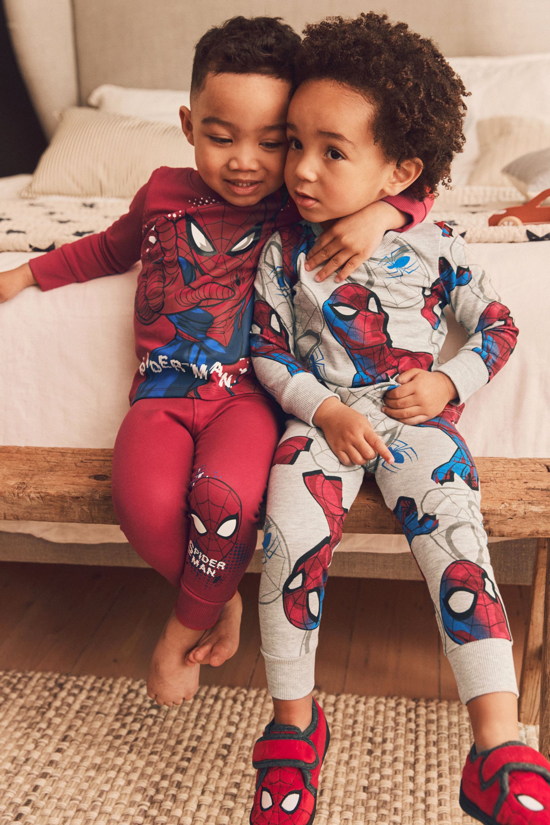 Buy Red/Navy Spiderman Snuggle 100% Cotton Pyjamas 2 Pack (12mths-10yrs ...