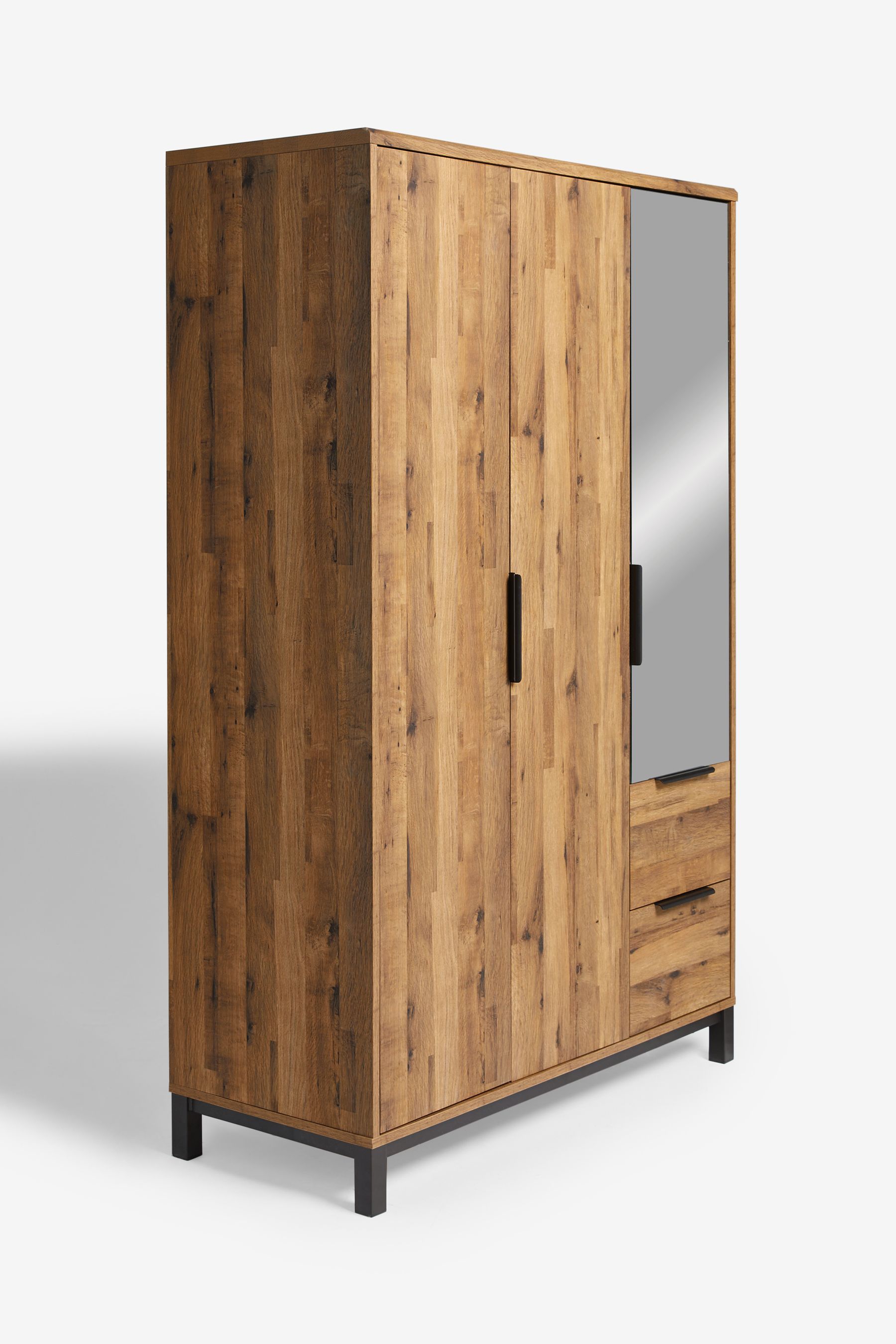 Buy Dark Bronx Oak Slim Triple, 2 Drawers Effect Semi Fitted Mirrored ...