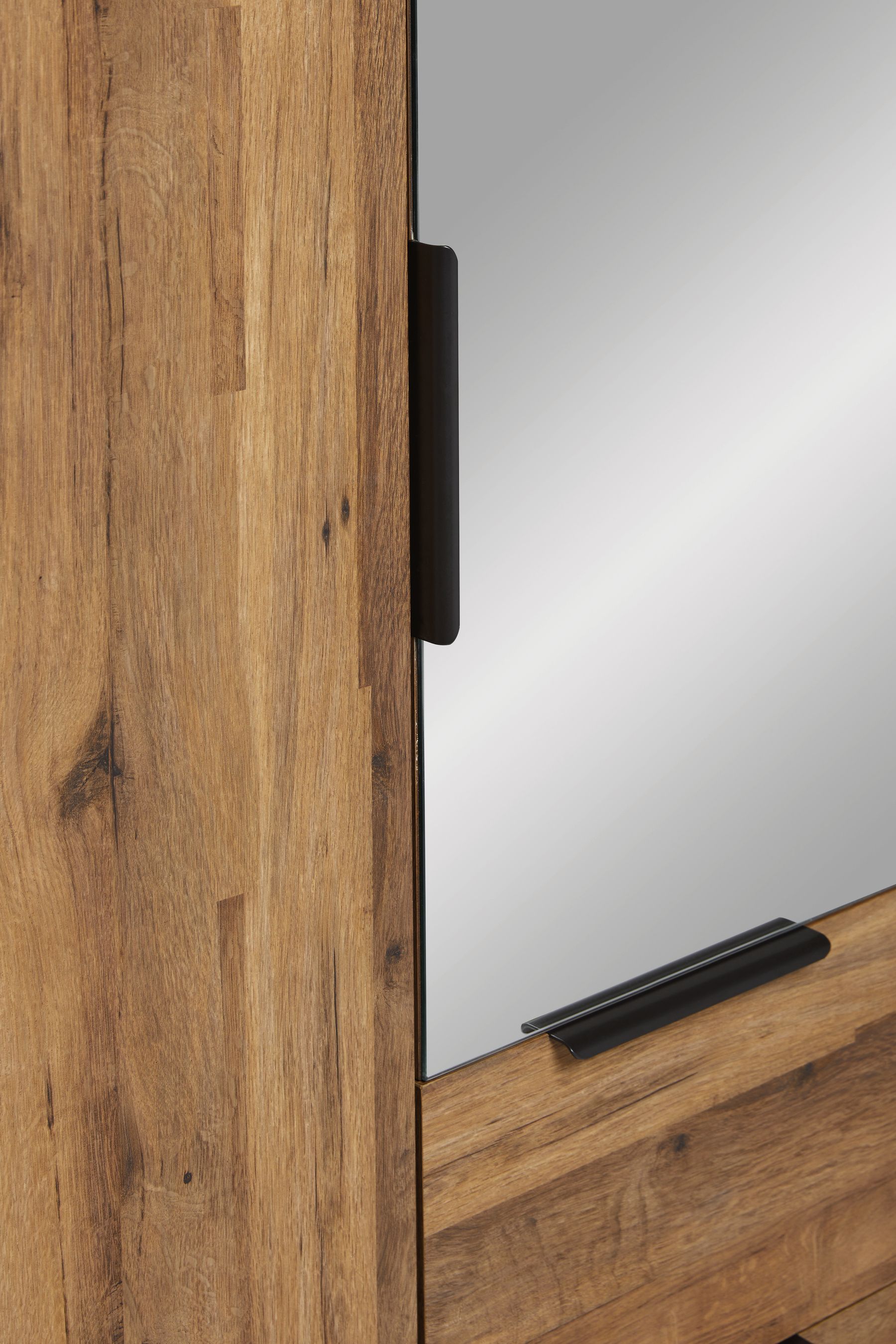 Buy Dark Bronx Oak Slim Triple, 2 Drawers Effect Semi Fitted Mirrored ...