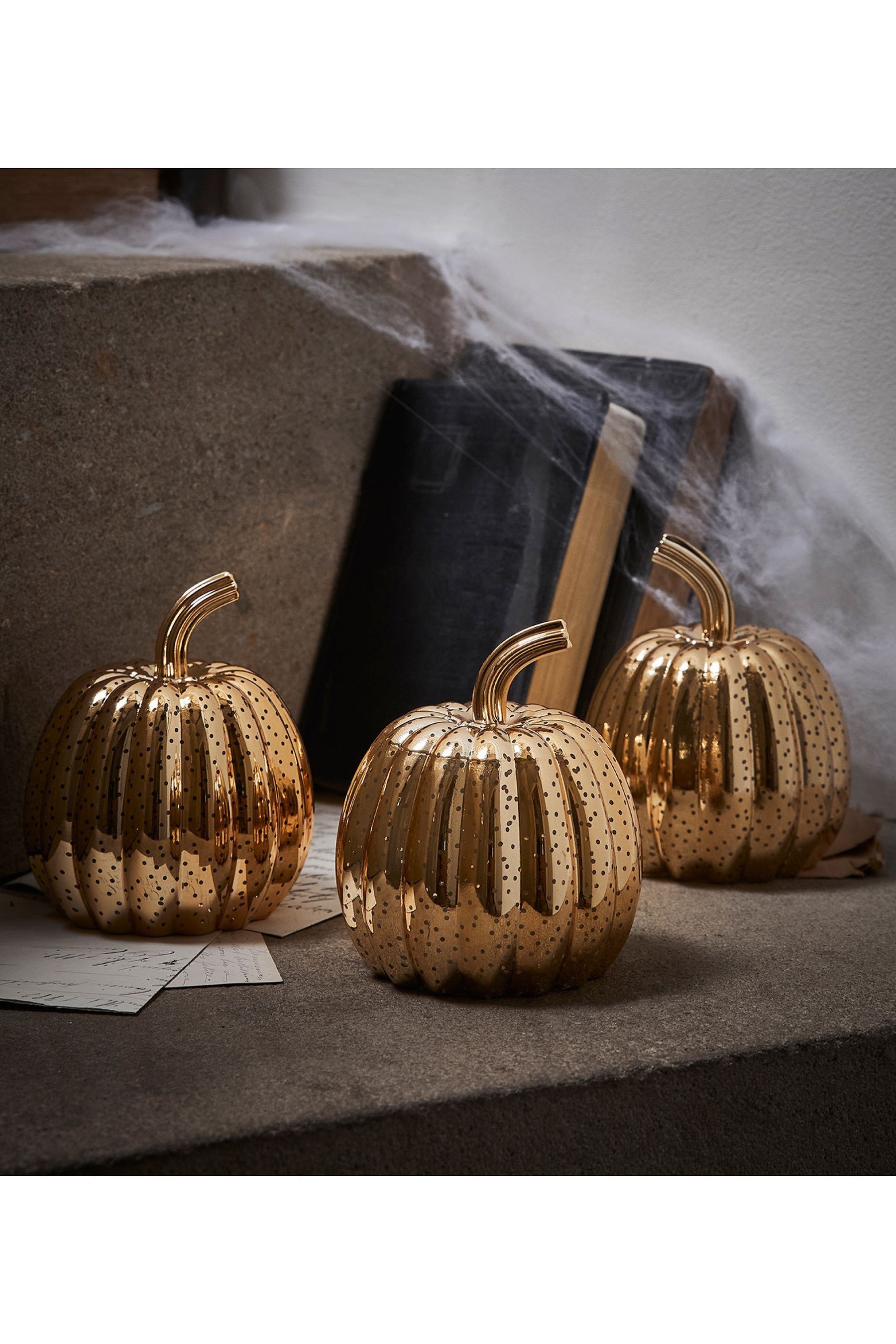 Buy Lights4fun Brass Brass Mottled Light Up Glass Pumpkin Trio from the ...