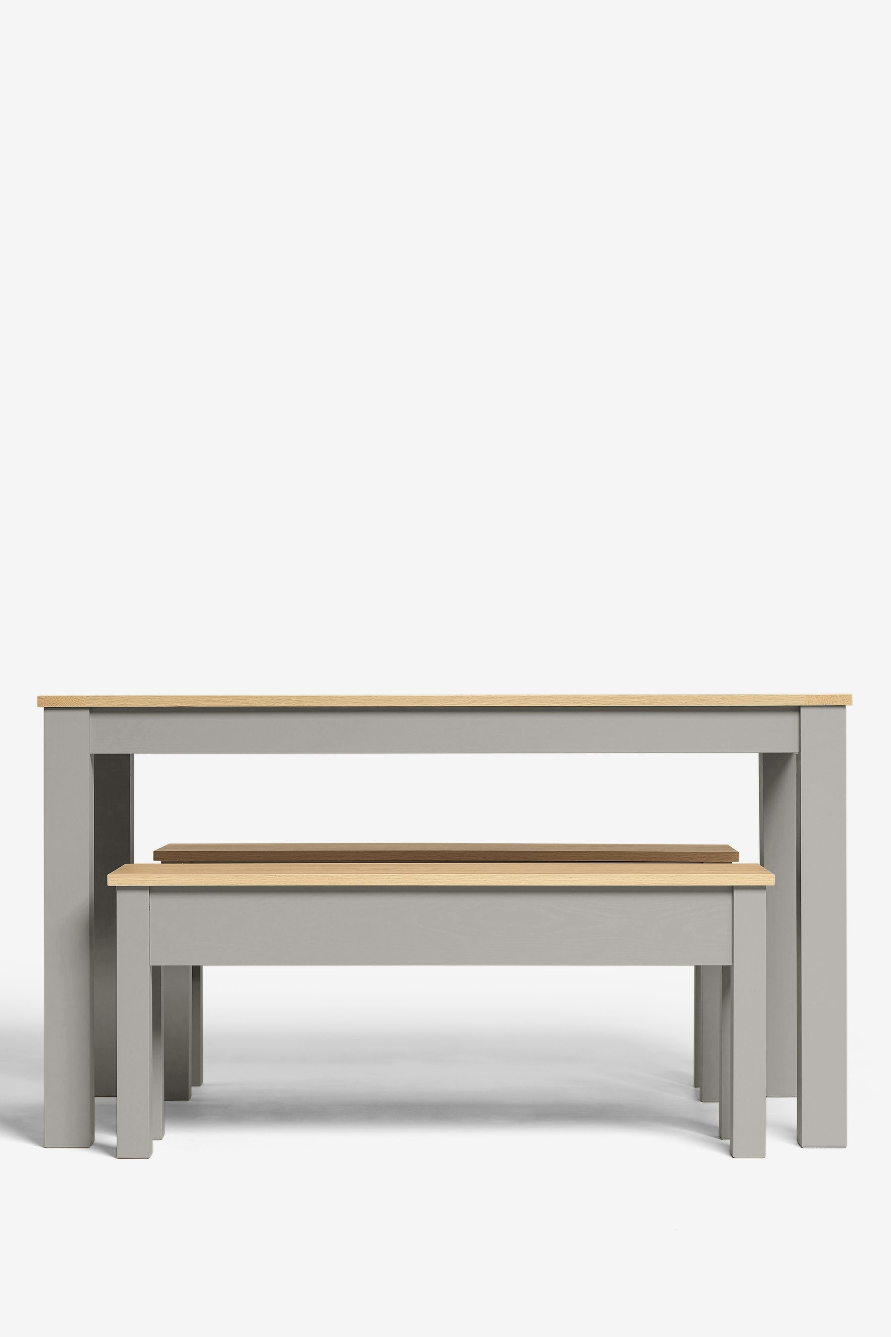 Buy Dove Grey Malvern Oak Effect 4 Seater Dining Table and Bench Set ...