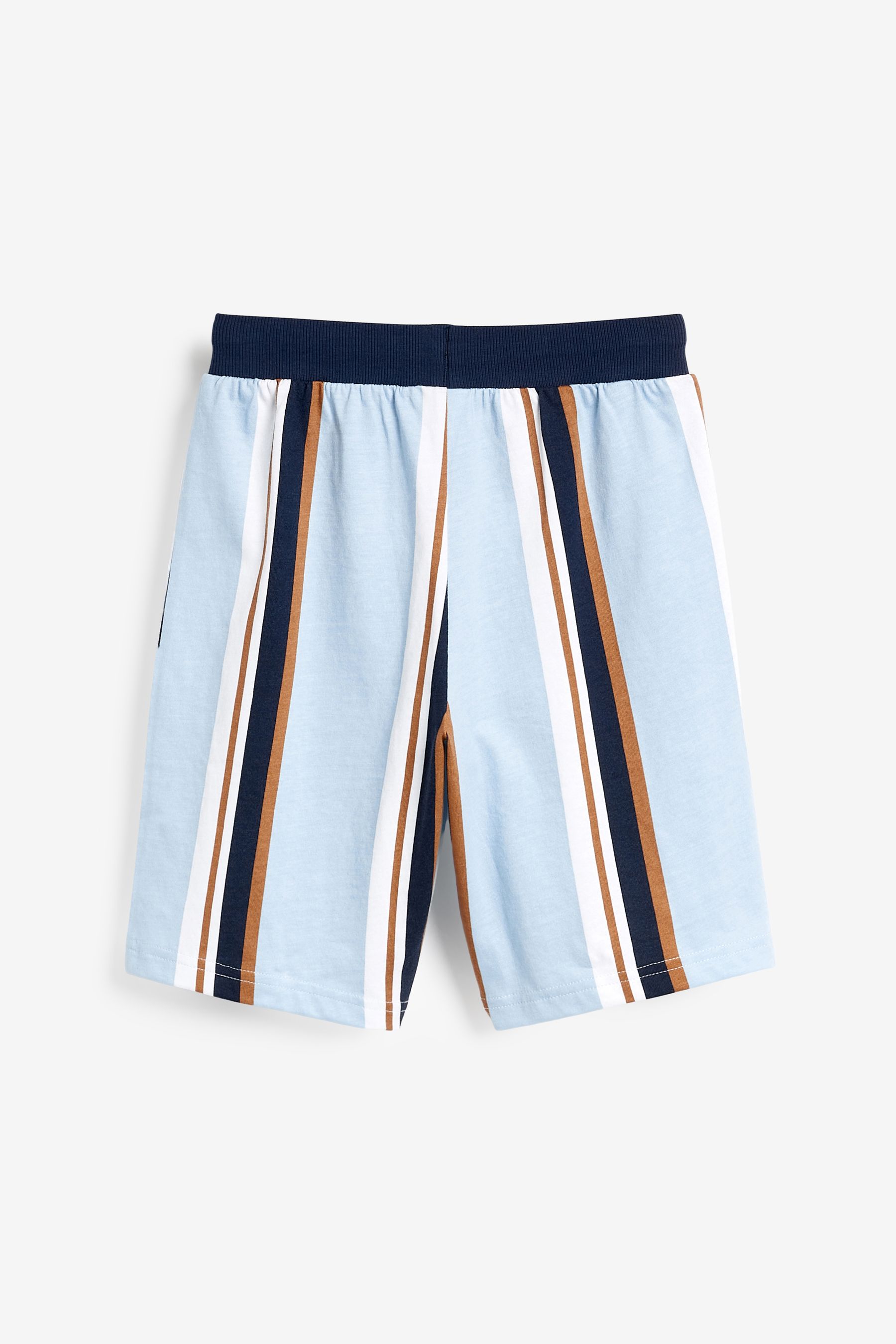 Buy Blue/Tan Stripe 3 Pack 100% Cotton Short Pyjamas (3-16yrs) from ...