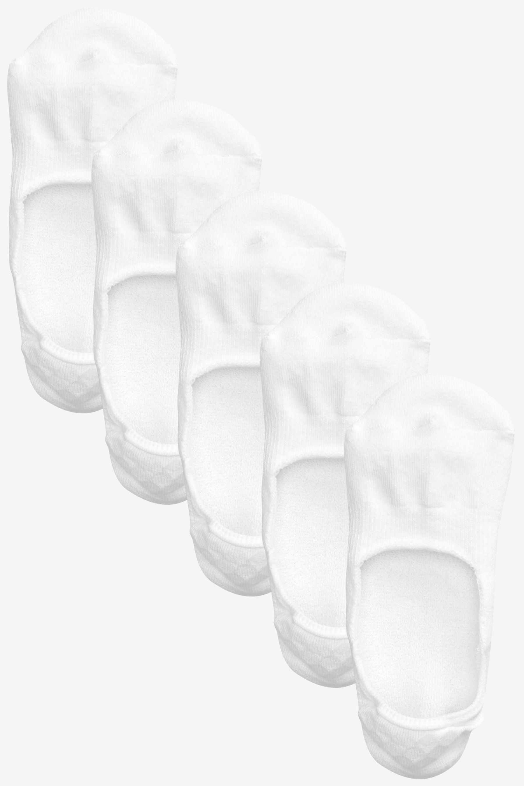 Buy White Terry Cushioned Sole Invisible Trainer Socks 5 Pack from the ...