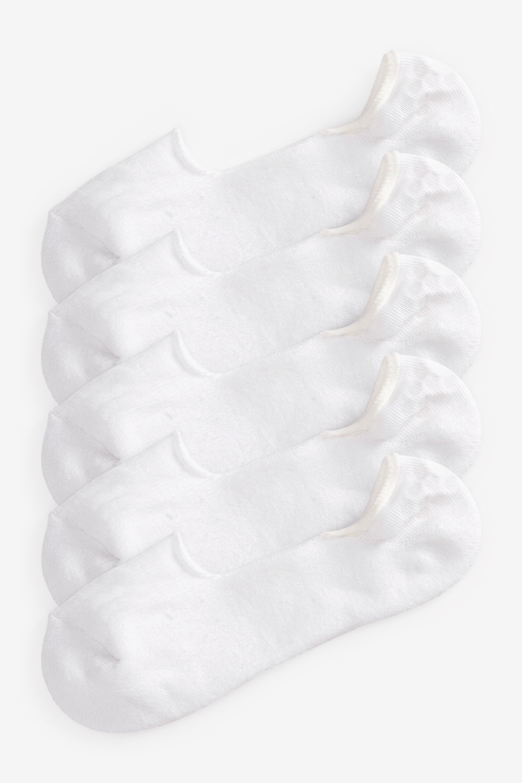 Buy White Terry Cushioned Sole Invisible Trainer Socks 5 Pack from the ...