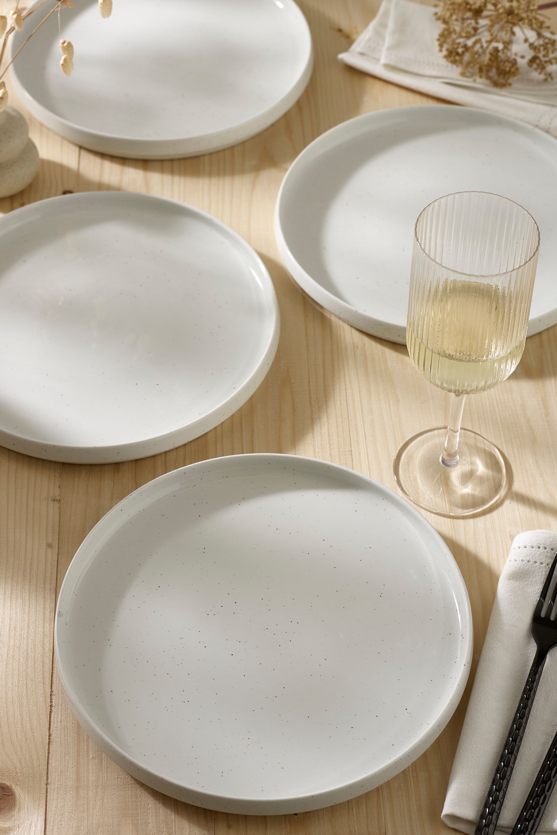 Buy Cream Hayden Speckle Dinnerware Set of 4 Dinner Plates from the ...