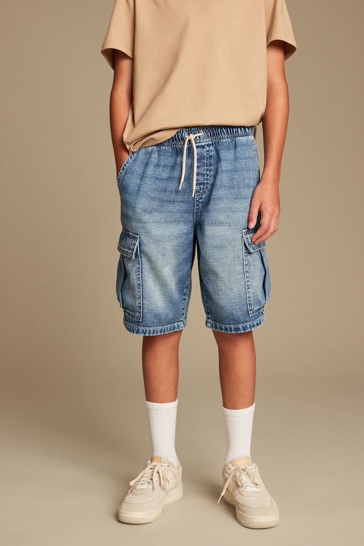 Buy Blue 100% Cotton Denim Cargo Shorts (3-16yrs) from Next Australia
