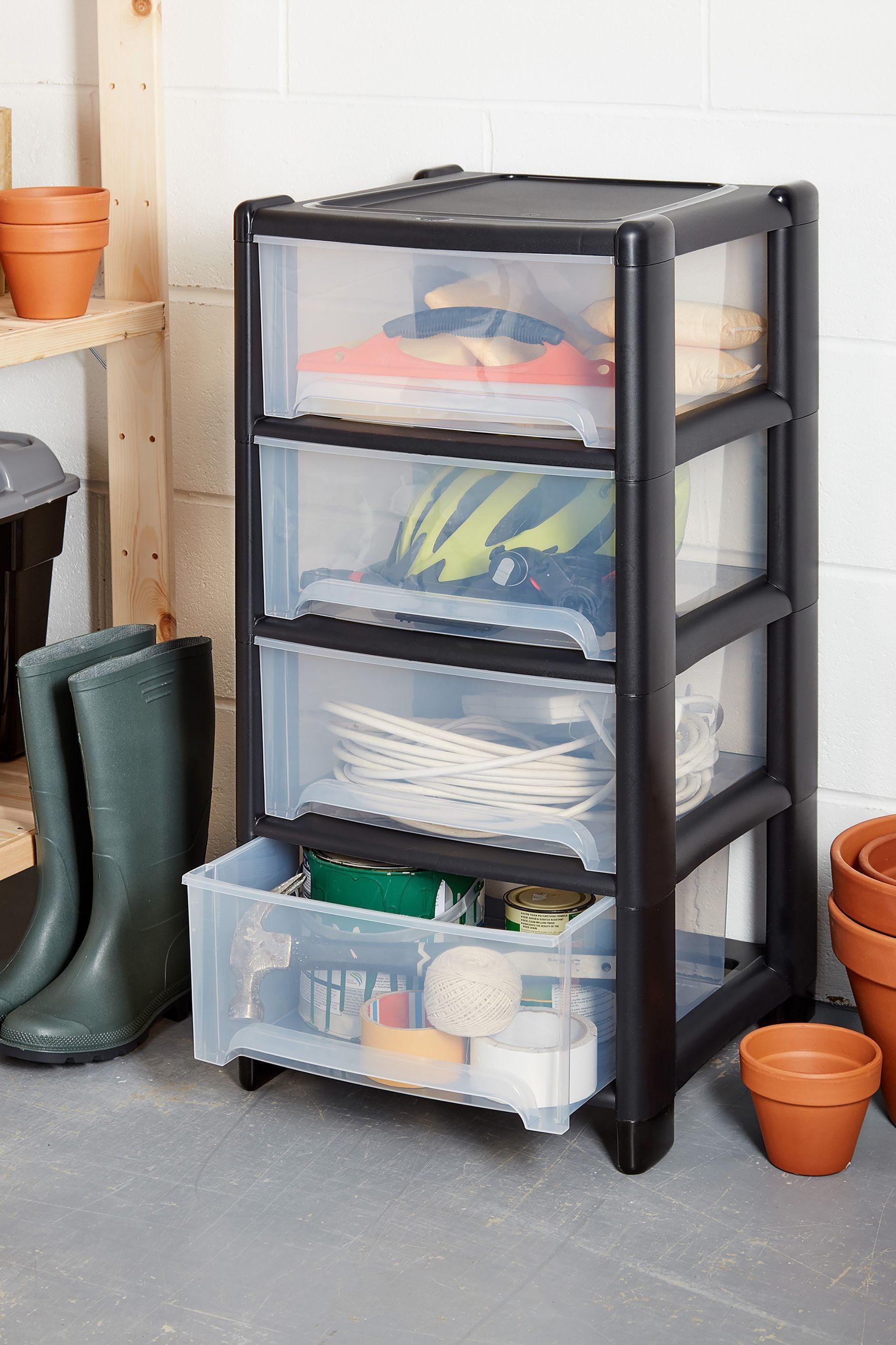 Buy Wham Grey 1 x Deep 4 Drawer Tower Home and Office Storage ...