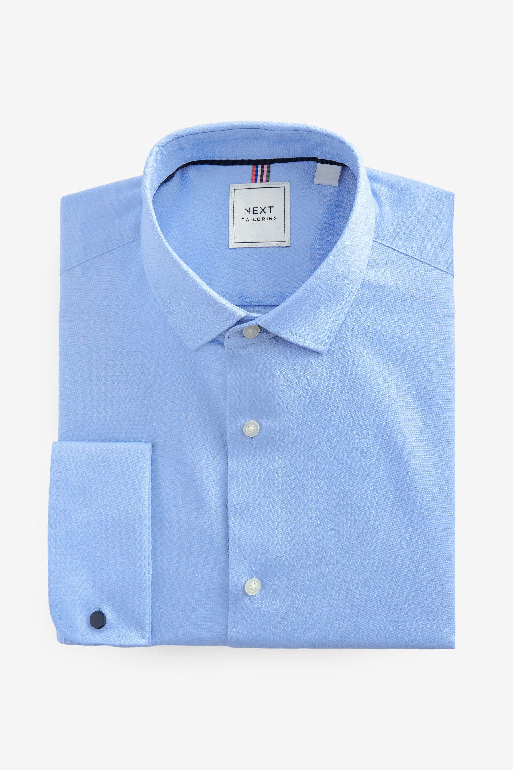 Buy Blue Slim Fit Double Cuff Easy Care Textured Shirt from the Next UK ...