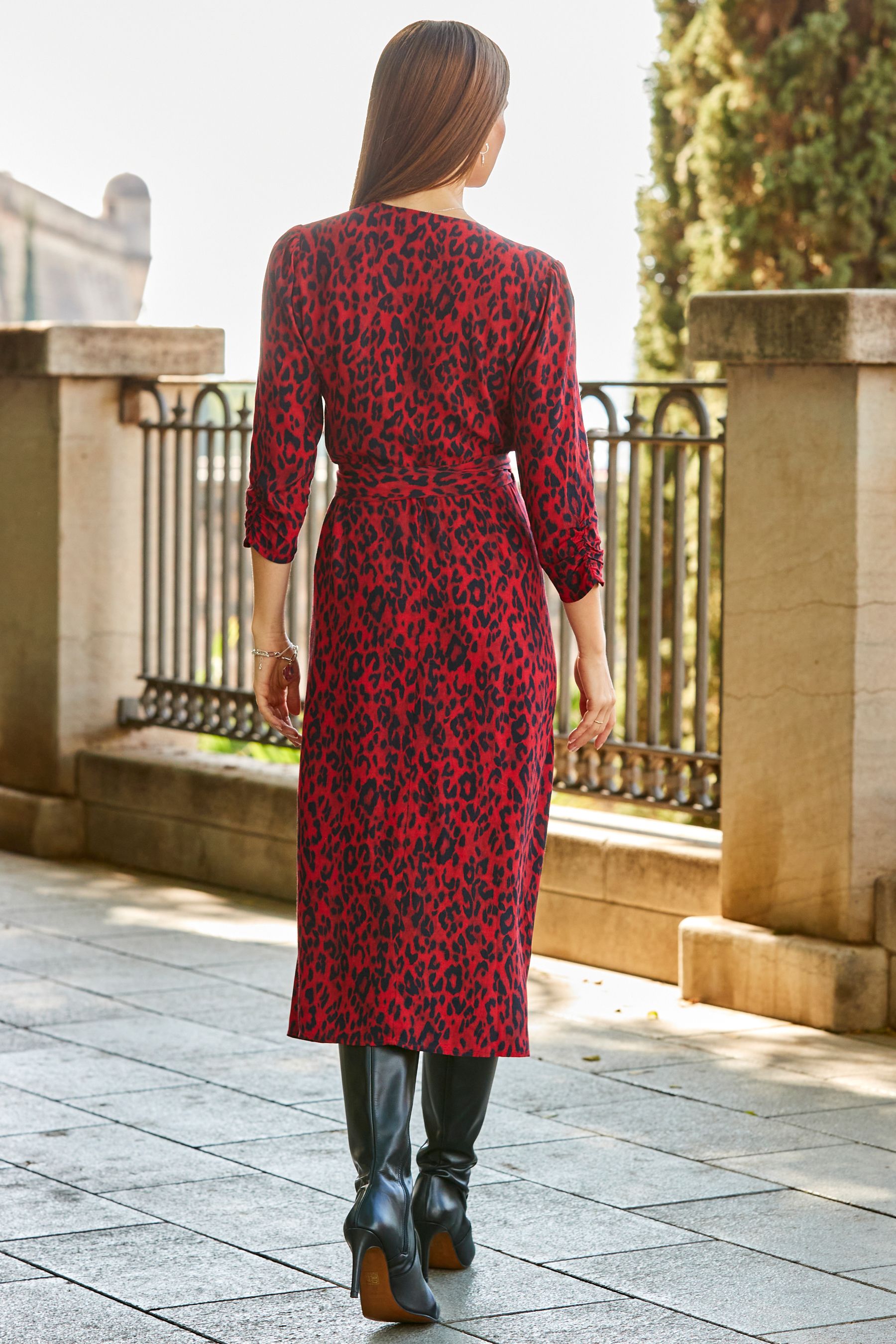 Buy Sosandar Red Wrap Front Midi Wrap Dress from the Next UK online shop