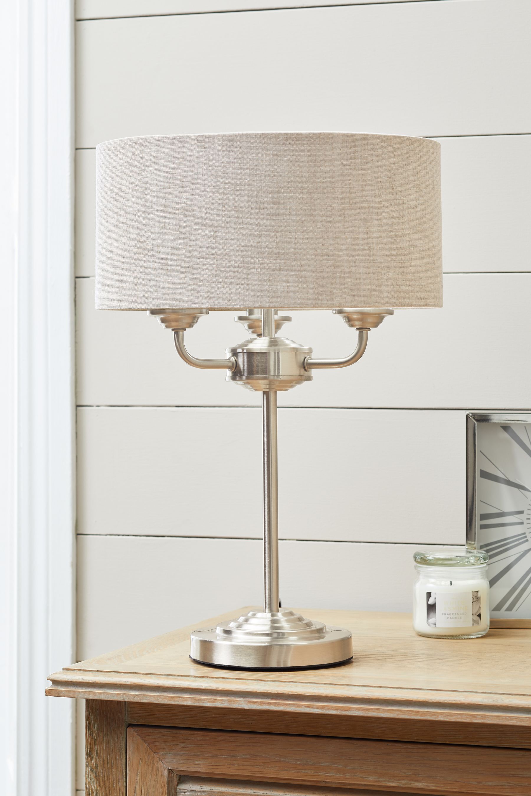 Buy Brushed Chrome Burford 3 Light Table Lamp from the Next UK online shop
