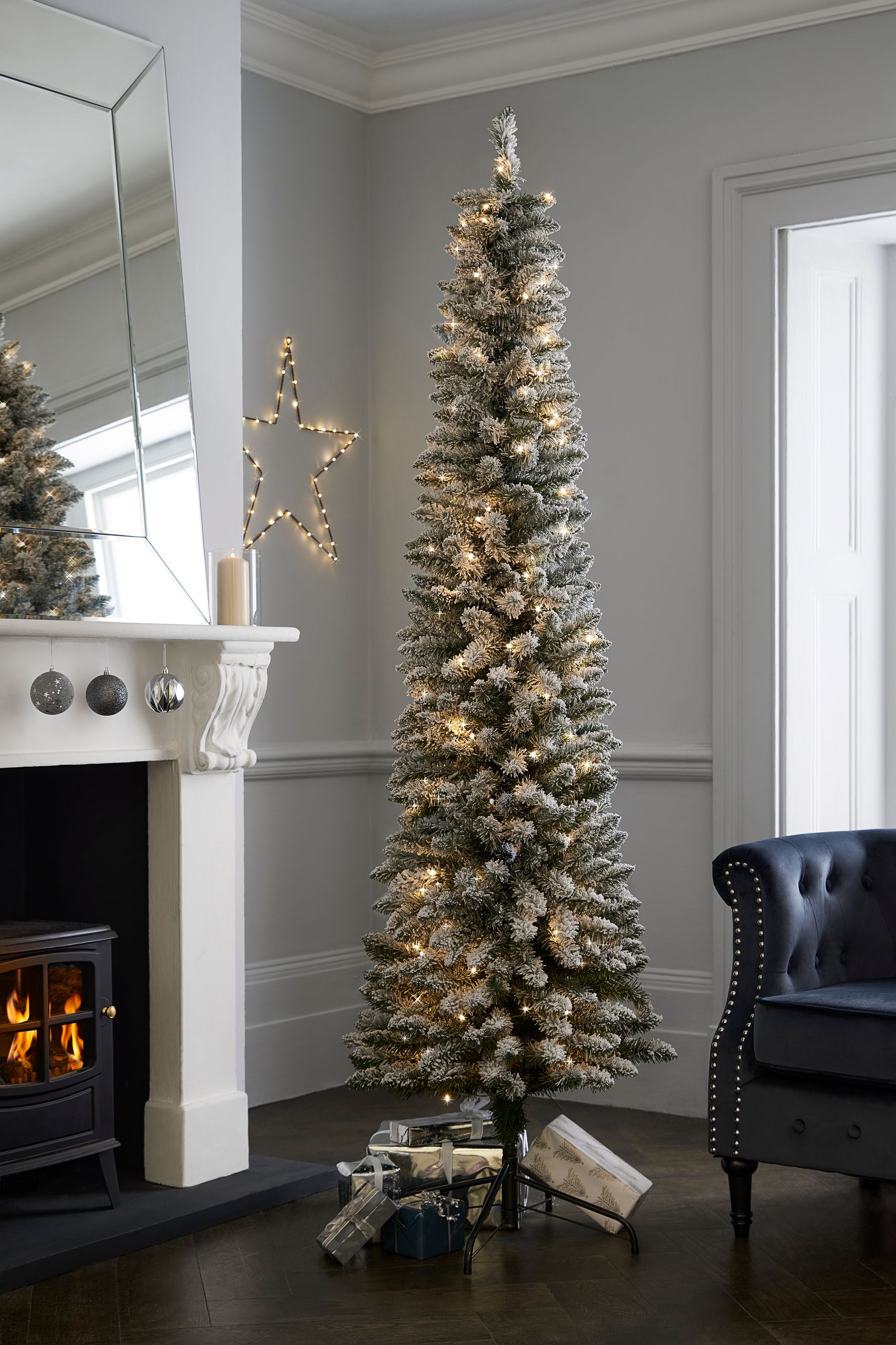 Slim snowy christmas tree 7ft store