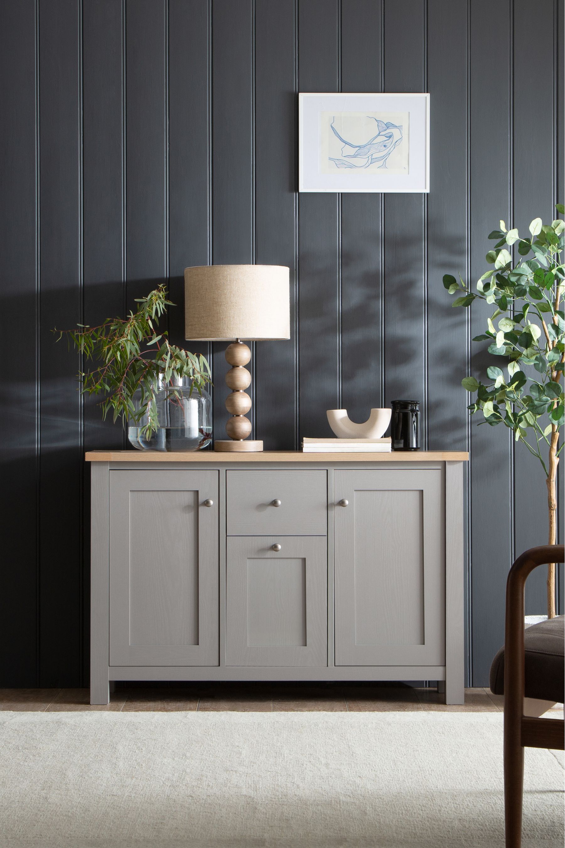Buy Dove Grey Malvern Oak Effect Large Sideboard from the Next UK ...
