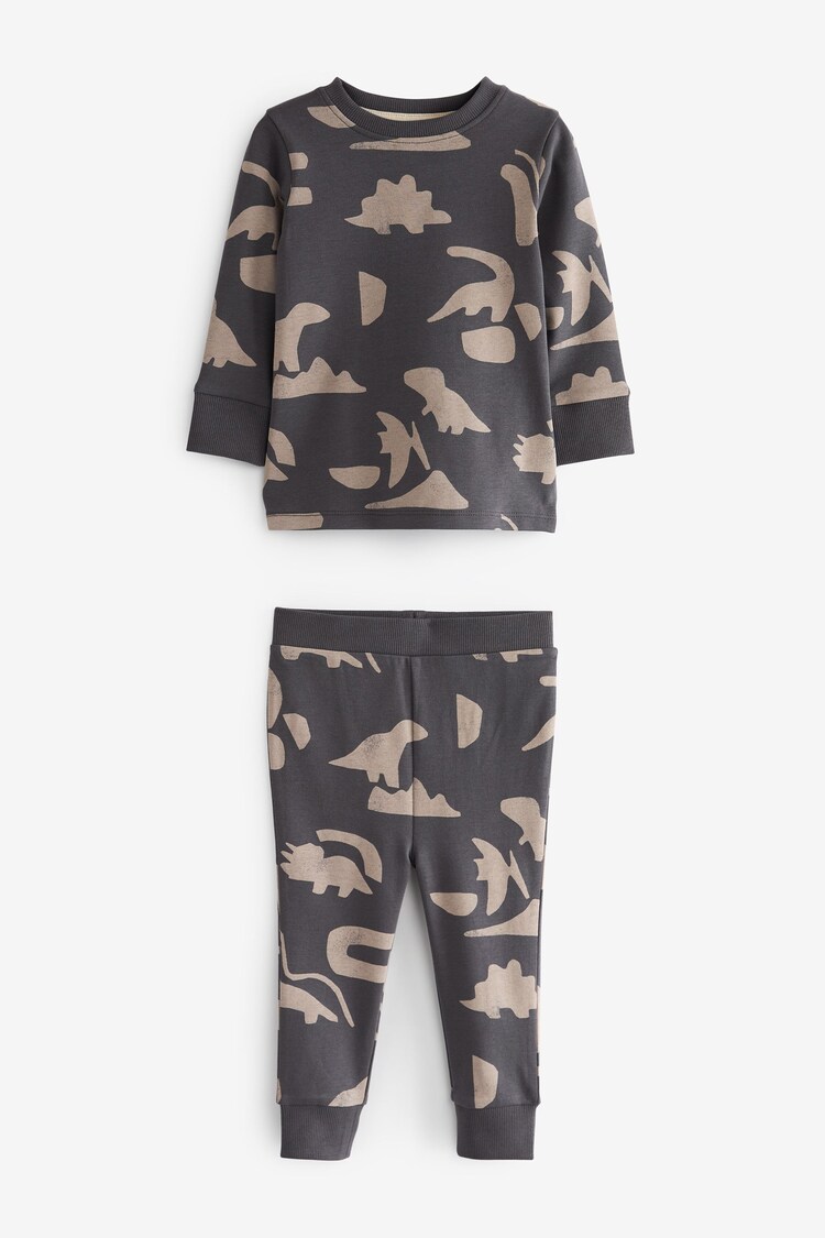 Buy Neutral/Black Dinosaur Snuggle 100% Cotton Pyjamas 3 Pack (9mths ...