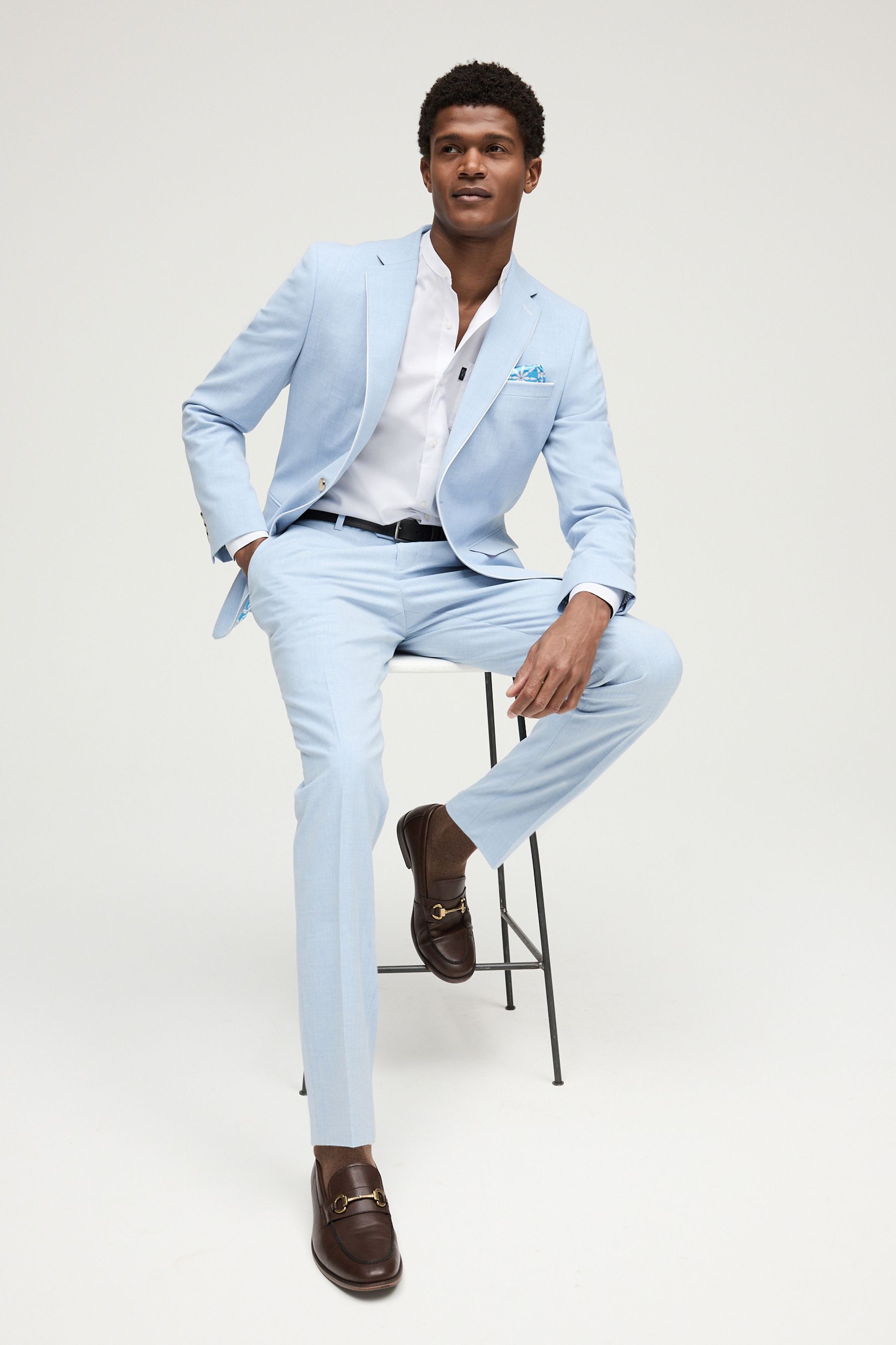 Buy Light Blue Skinny Fit Pipe Trimmed Suit: Jacket from the Next UK ...