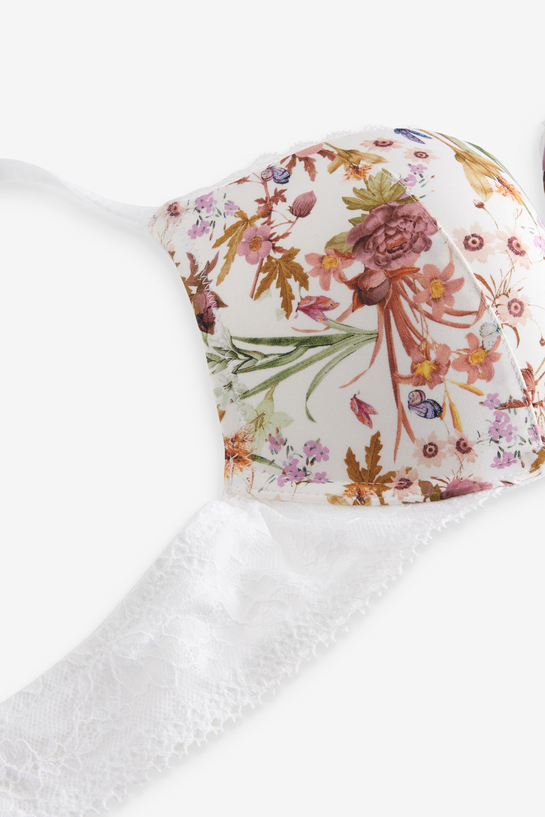 Buy White Botanical Floral Print Lace Bra from the Next UK online shop