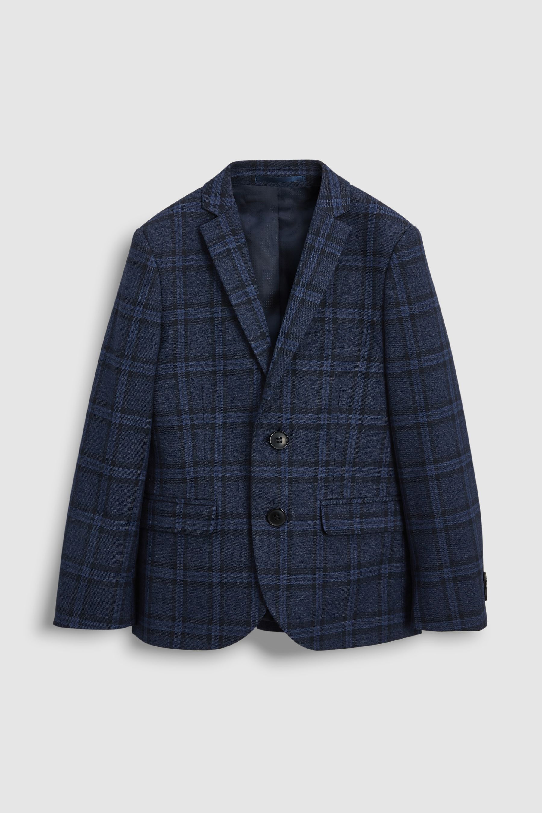 Buy Navy Blue Skinny Fit Navy Blue Check Suit Jacket (12mths-16yrs ...