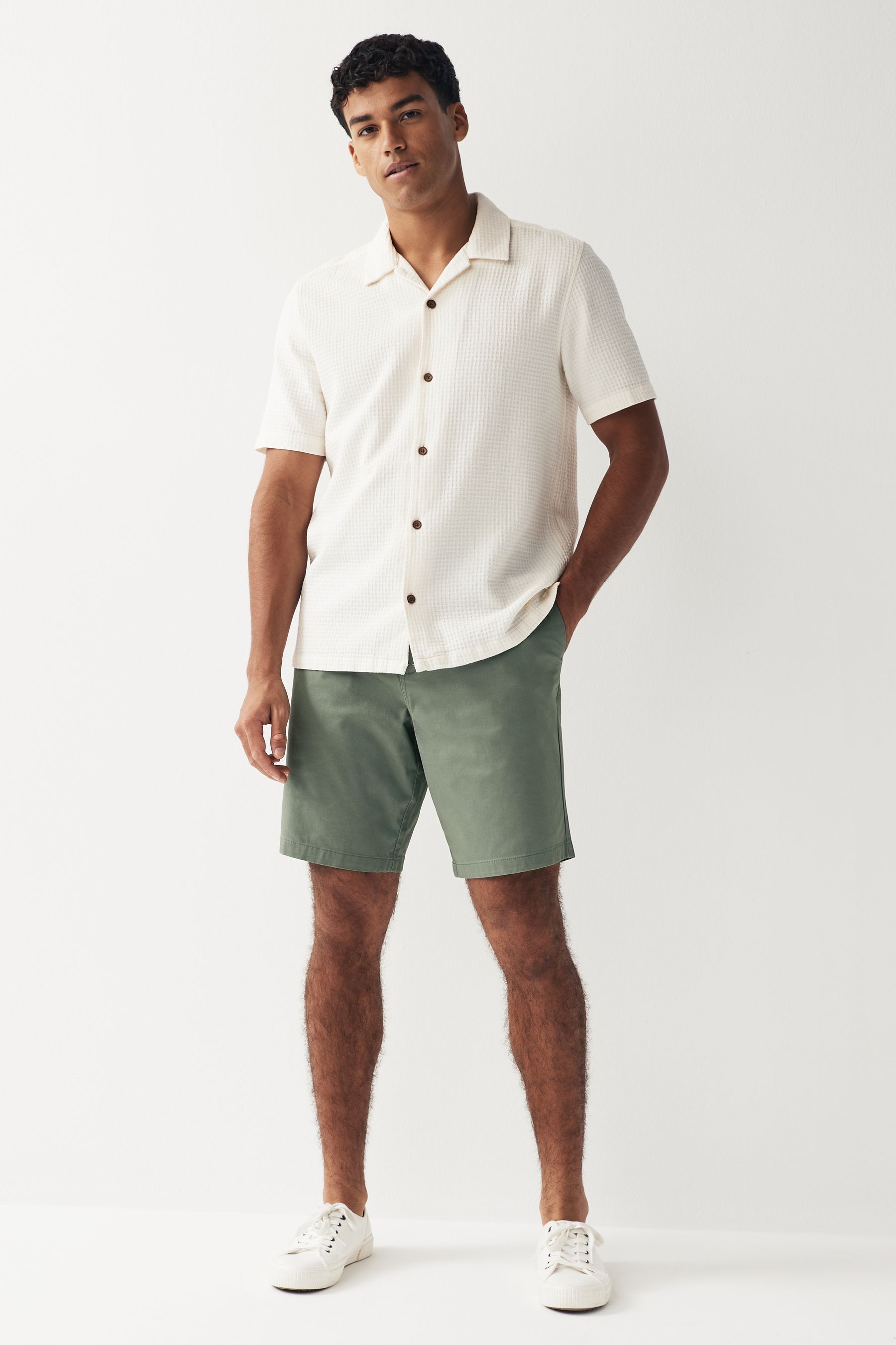 Buy Sage Green Slim Fit Stretch Chinos Shorts from the Next UK online shop