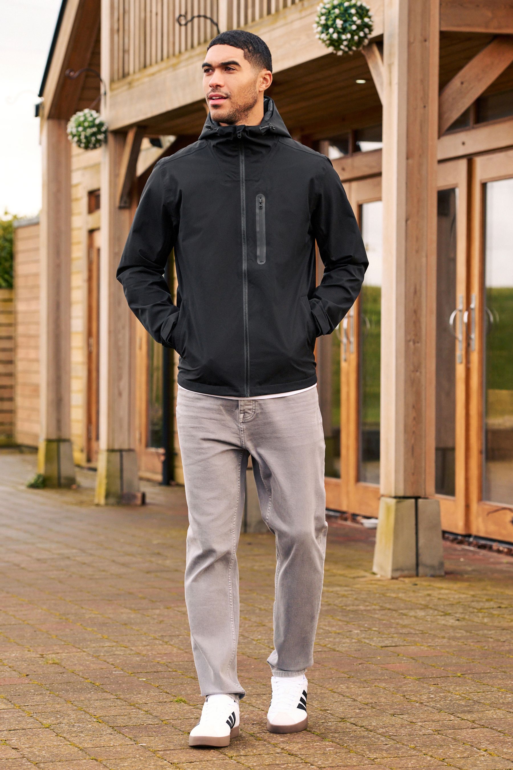 Buy Black Waterproof Hooded Jacket from the Next UK online shop
