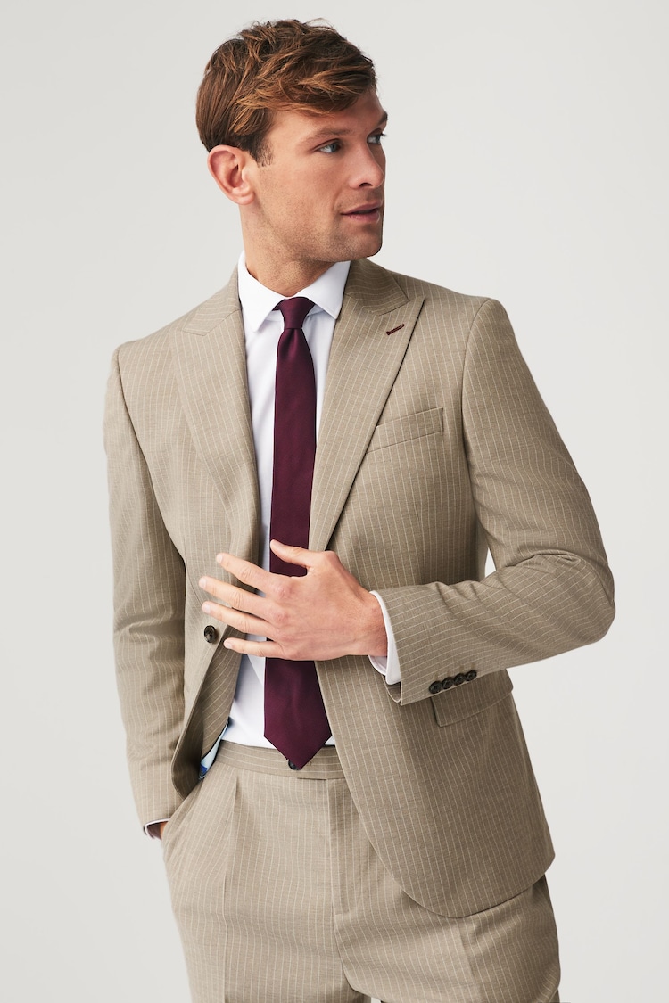 Buy Neutral Slim Fit Stripe Suit Jacket from the Next UK online shop