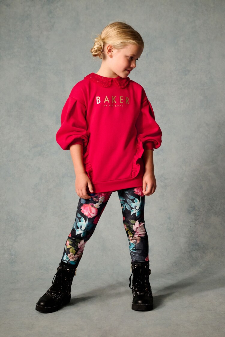 Buy Baker by Ted Baker Red Sequin Collar Longline Sweat and Floral ...