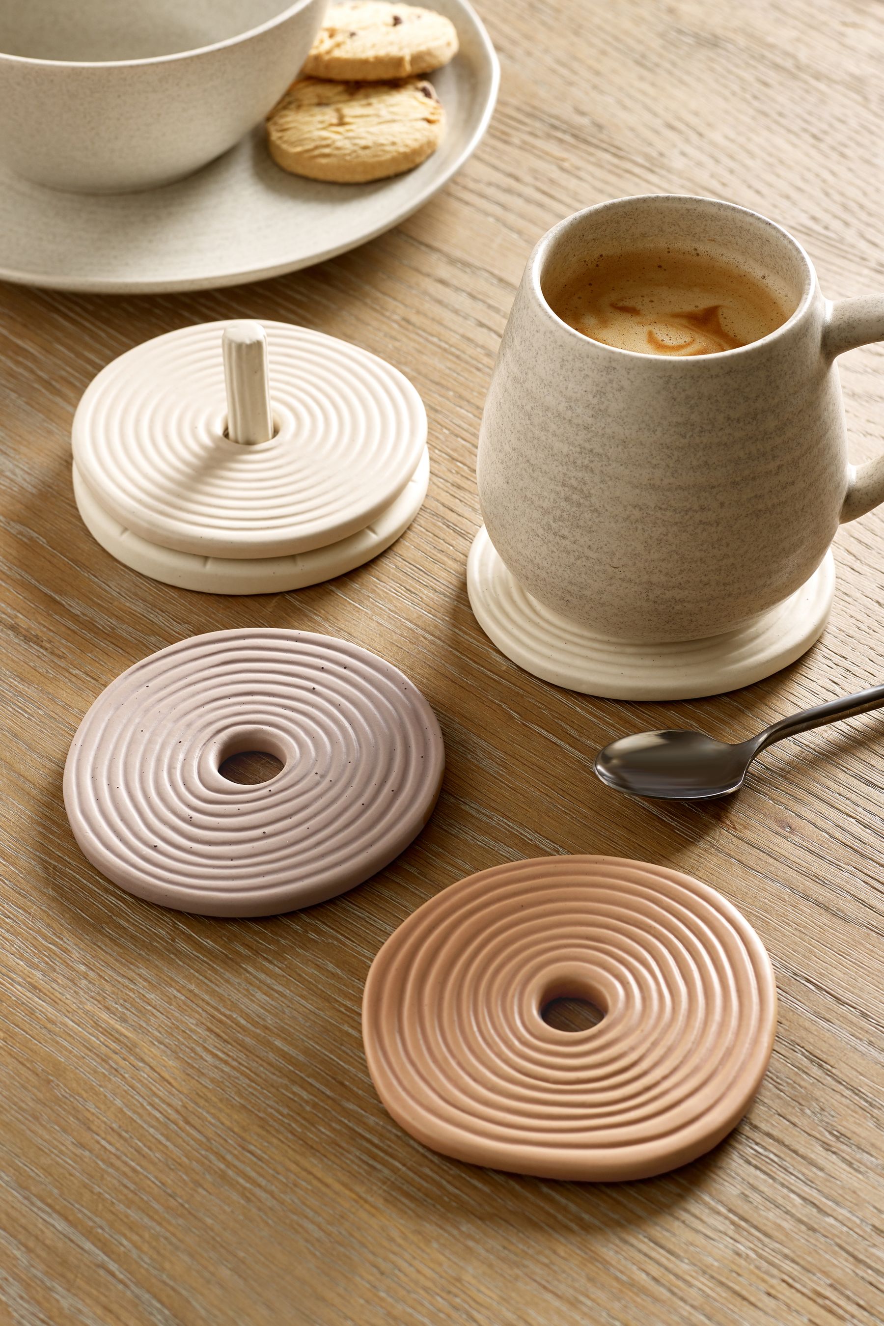 Buy Set of 4 Natural Sculptural Ceramic Coasters from the Next UK ...