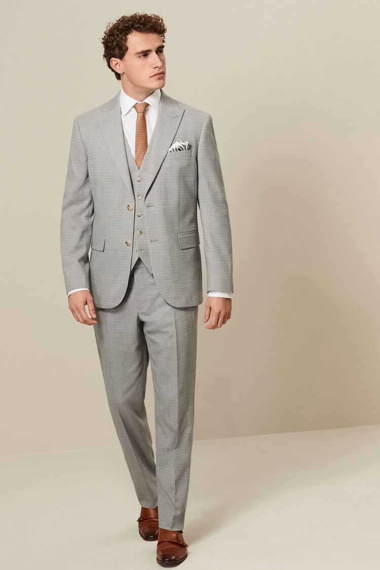 Buy Grey Tailored Fit Textured Suit Trousers from the Next UK online shop