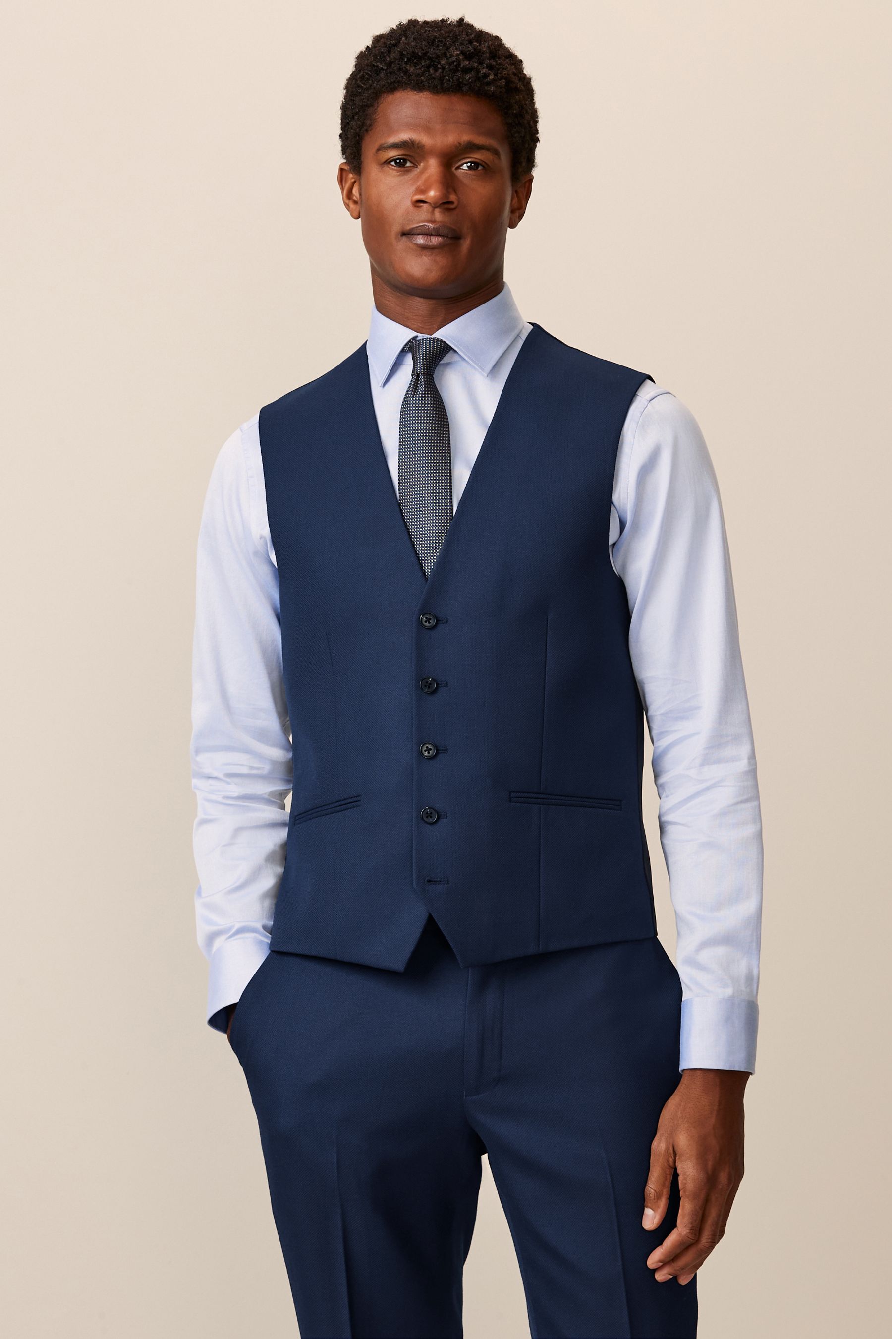 Buy Bright Blue Textured Suit Waistcoat from the Next UK online shop