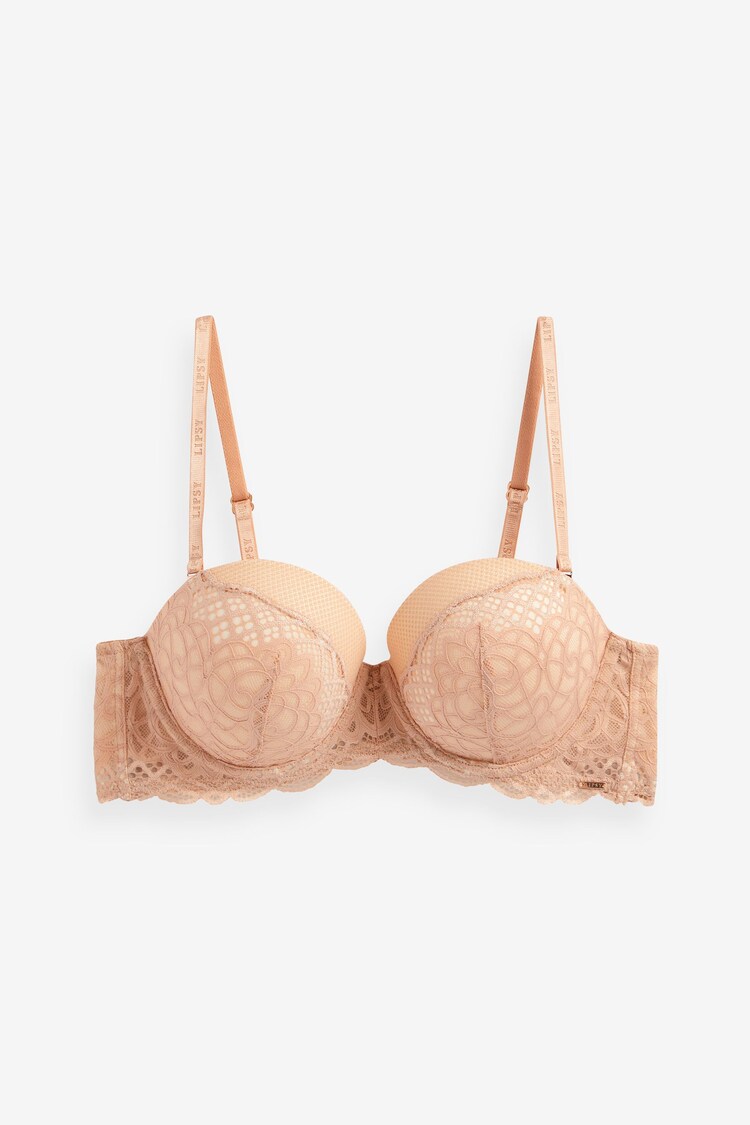 Buy Lipsy Nude Lace Padded Push Up Multiway Bra from the Next UK online ...