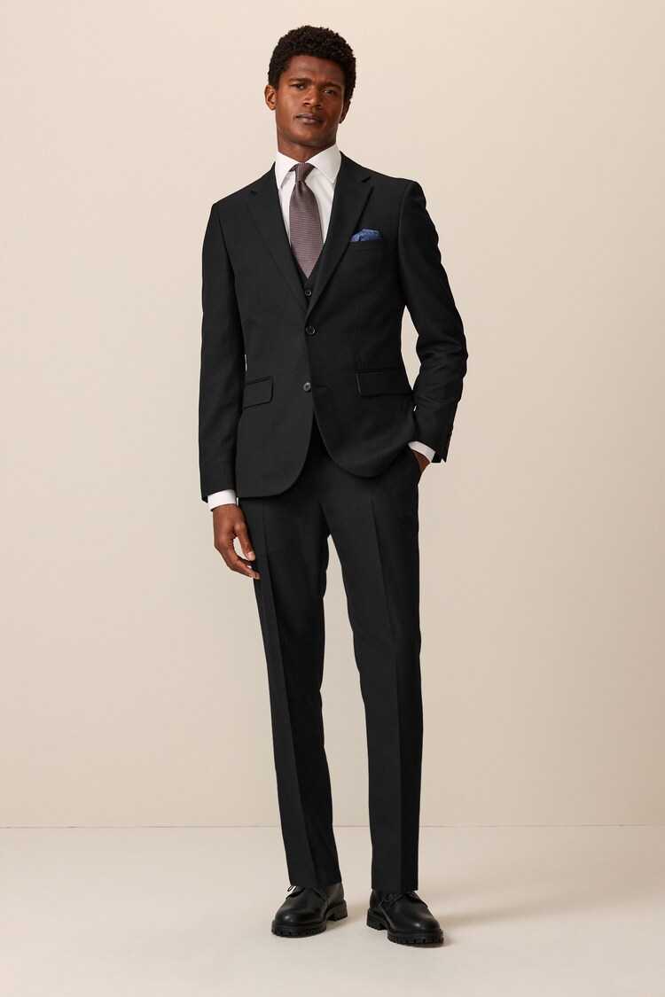 Buy Black Slim Fit Textured Suit Trousers from the Next UK online shop