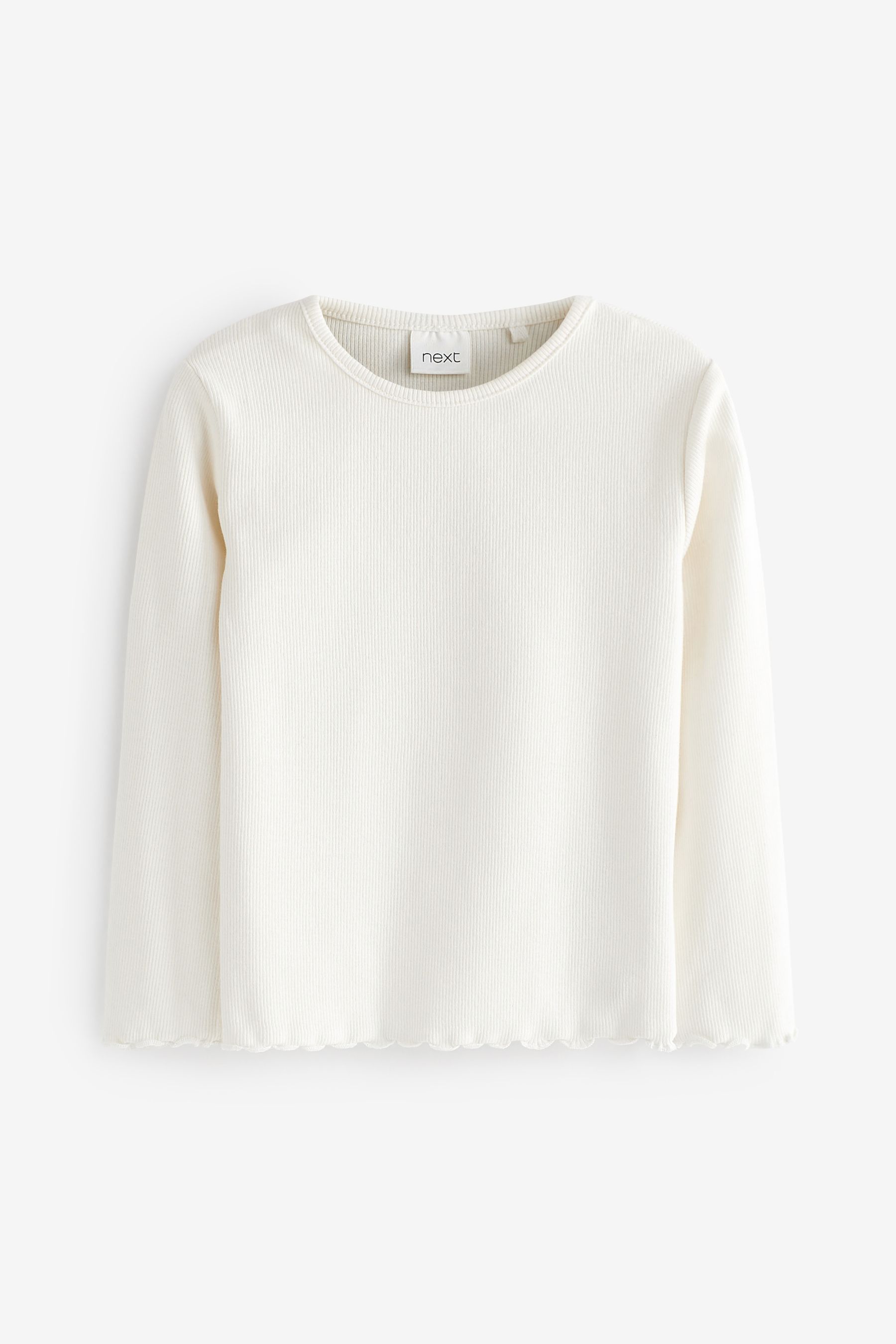 Buy Ecru White T-Shirt Cotton Rich Long Sleeve Rib T-Shirt (3mths-7yrs ...