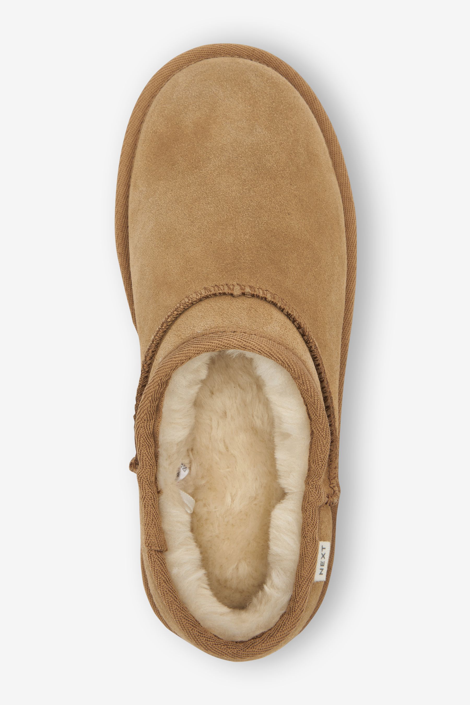 Buy Chestnut Brown Suede Faux Fur Lined Shoot Slippers from the Next UK ...