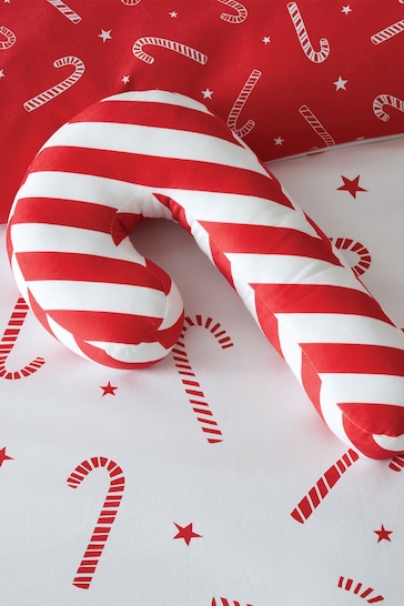 Buy Catherine Lansfield Red Christmas Candy Cane Fleece Shaped Cushion ...