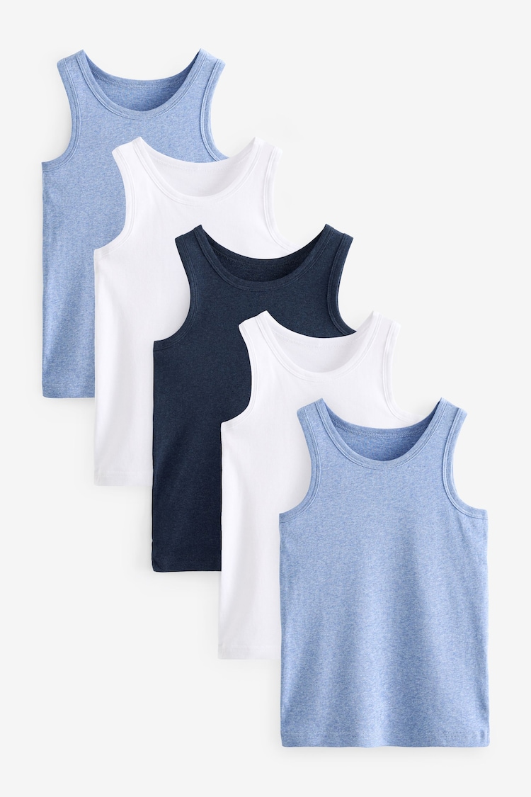 Buy Blue Organic Cotton Vests 5 Pack (1.5-16yrs) from Next United Arab ...