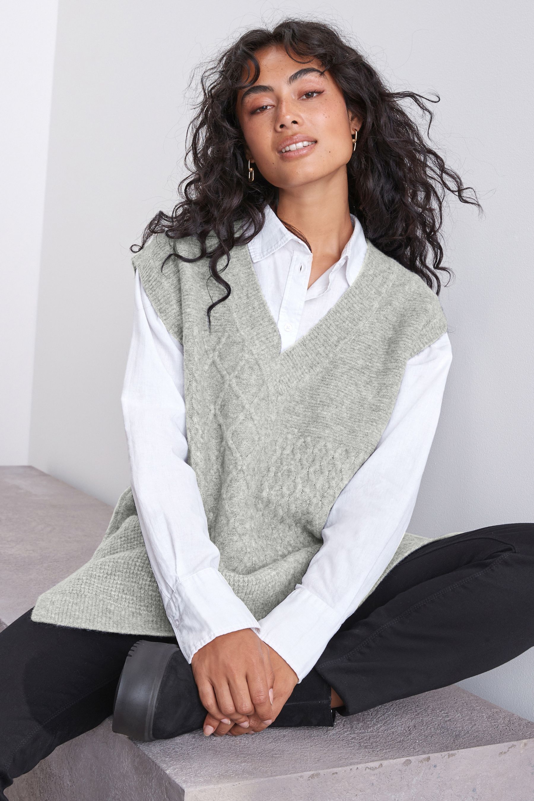 Buy Grey V-Neck Cable Tank from the Next UK online shop