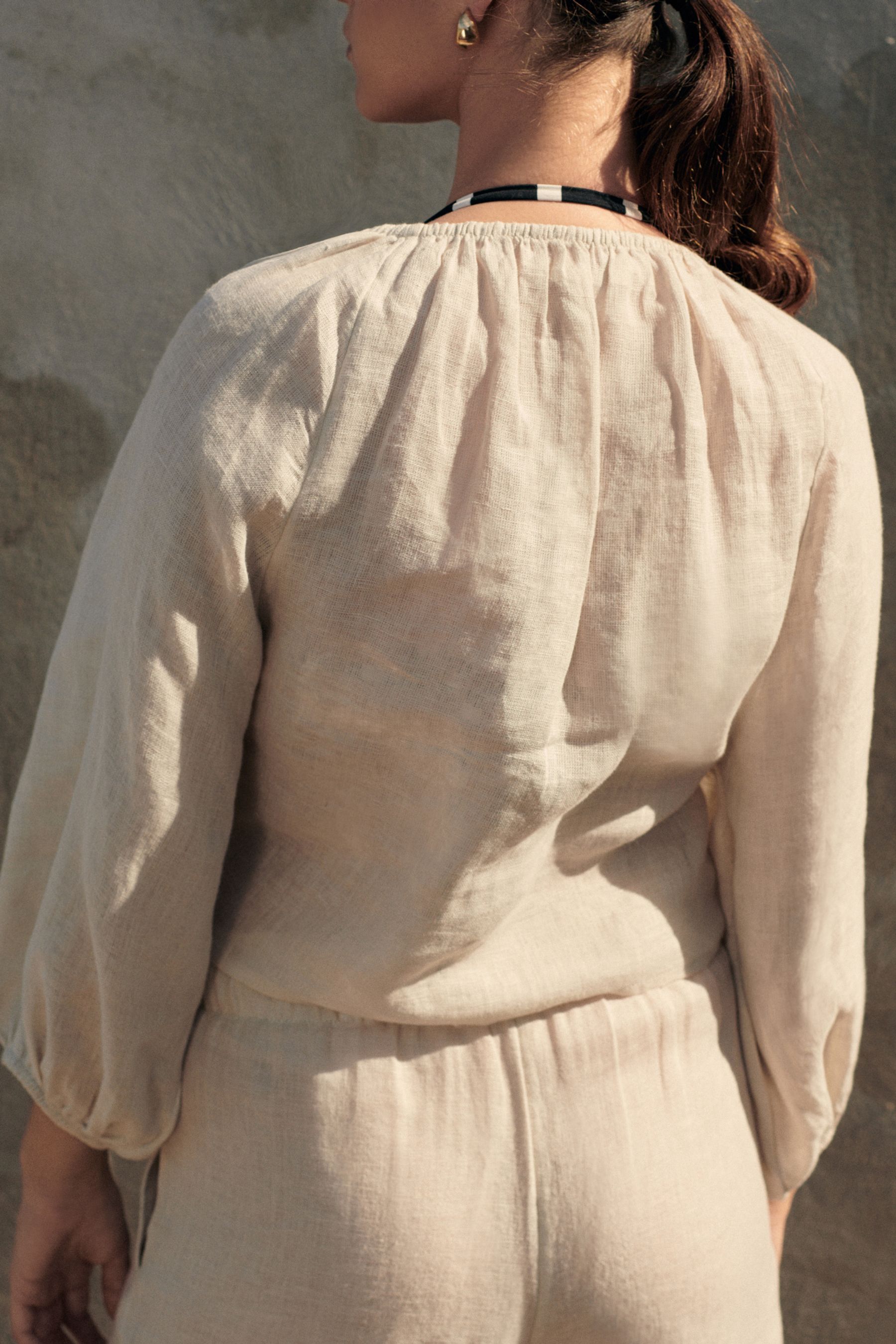 Buy Natural Premium 100% Linen Tie Top from the Next UK online shop
