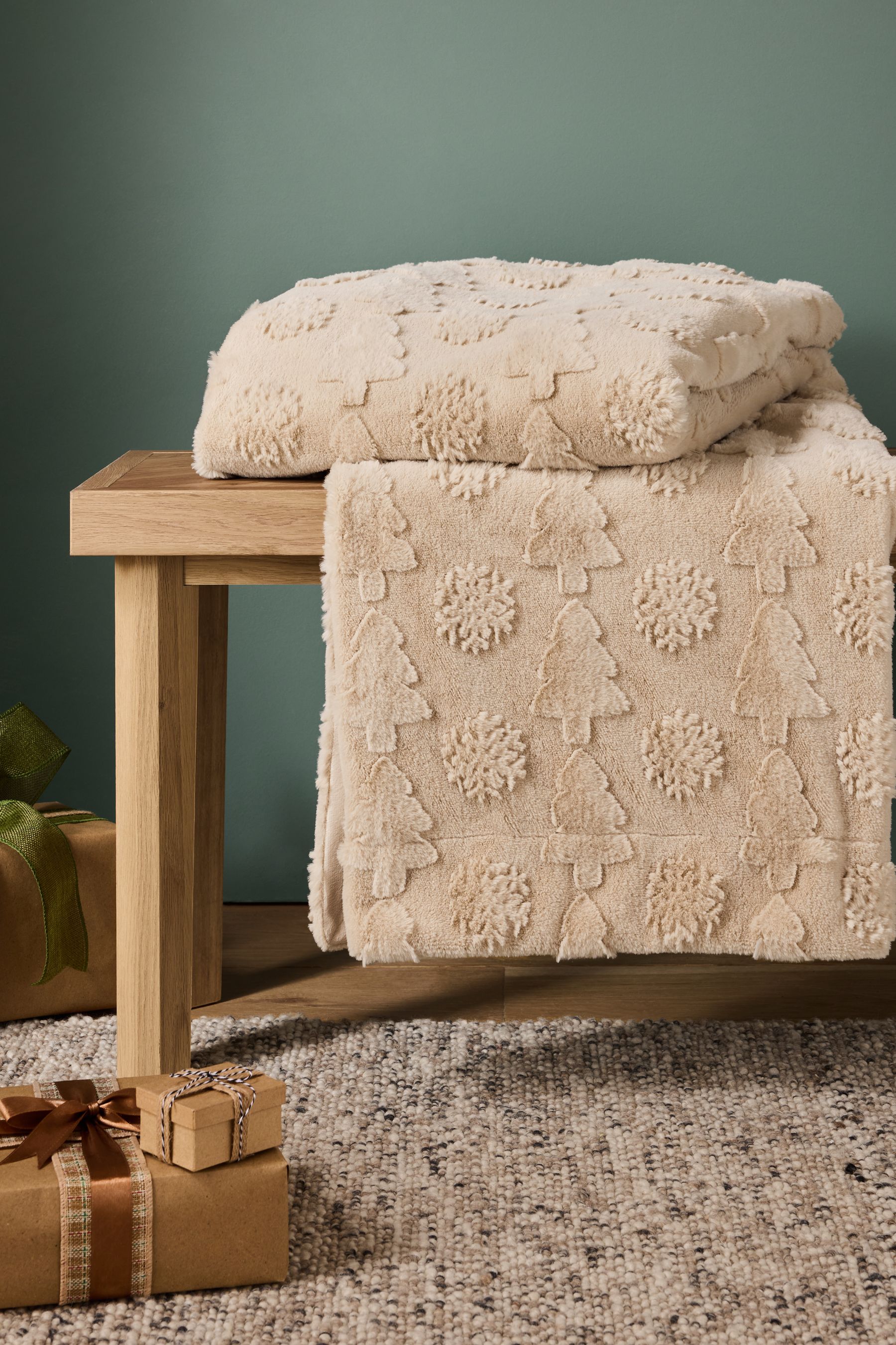 Buy Natural Christmas Tree Faux Fur Throw from the Next UK online shop