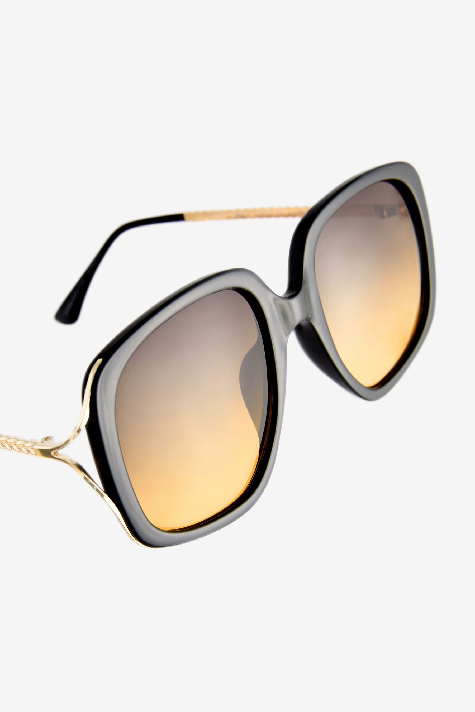 Buy Black Arm Detail Sqaure Sunglasses from the Next UK online shop