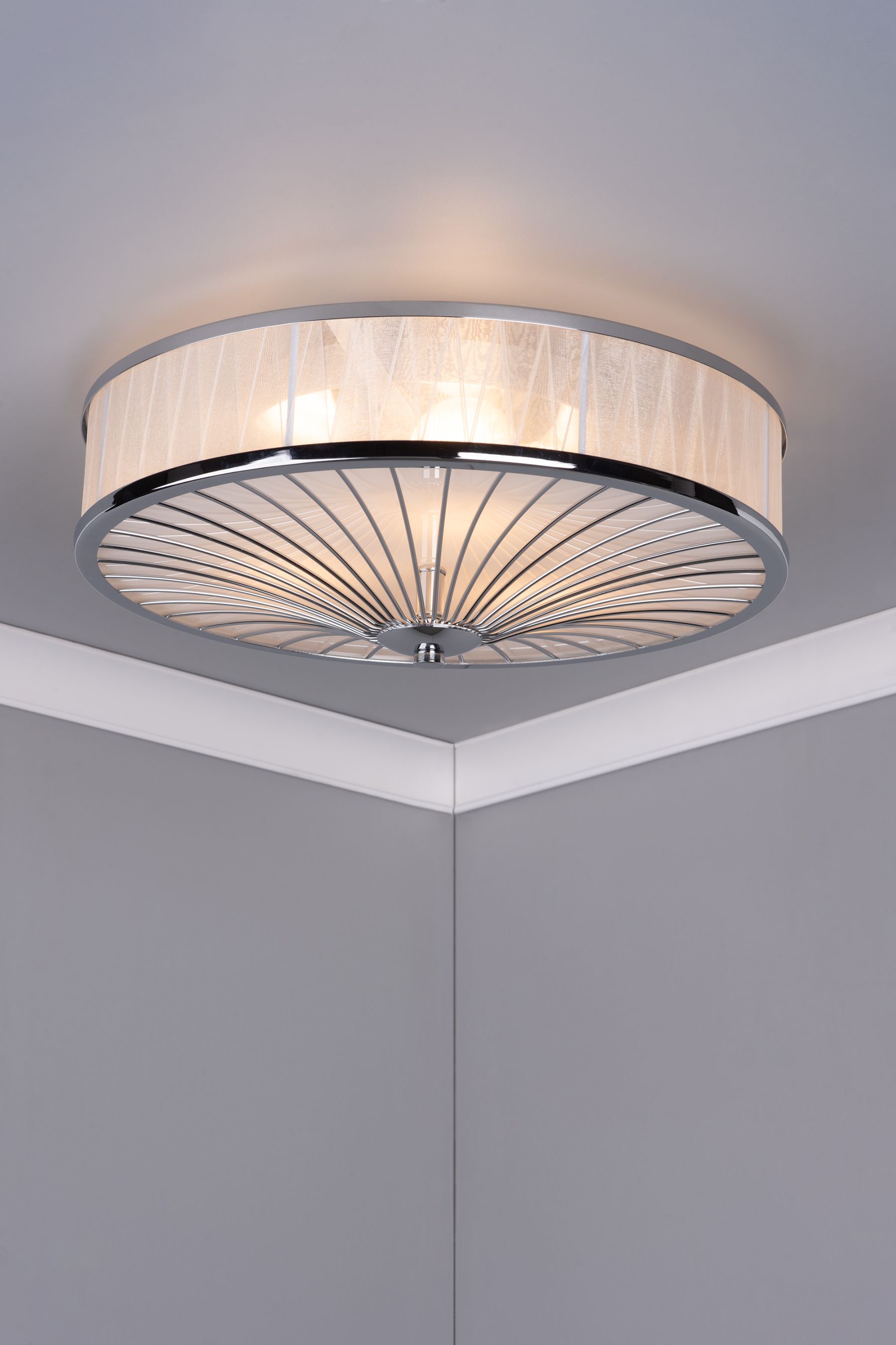 Buy Dar Lighting Silver Oslo 3 Light Flush Fitting Ceiling Light from ...