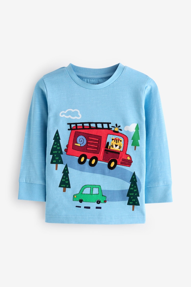 Buy Blue Fire Engine 100% Cotton Long Sleeve Transport T-Shirt (3mths ...
