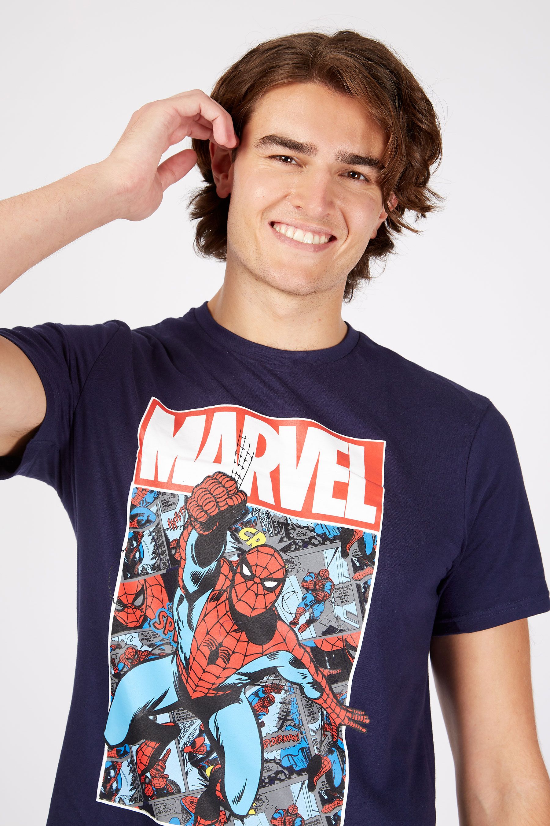 Buy Character Blue Mens Marvel Spiderman Disney 100% Cotton Pyjamas ...