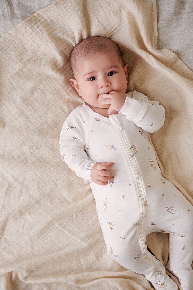 Buy 100% Cotton Zip Baby Sleepsuits 2 Pack from the Next UK online shop
