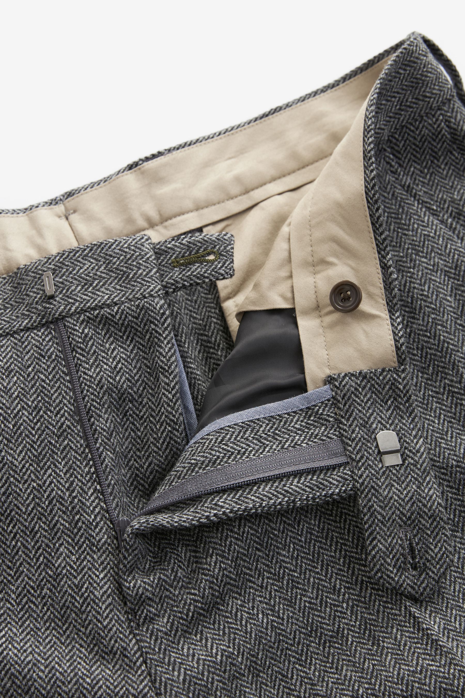 Buy Barbour® Grey Herringbone Slim Fit Suit Trousers from the Next UK ...