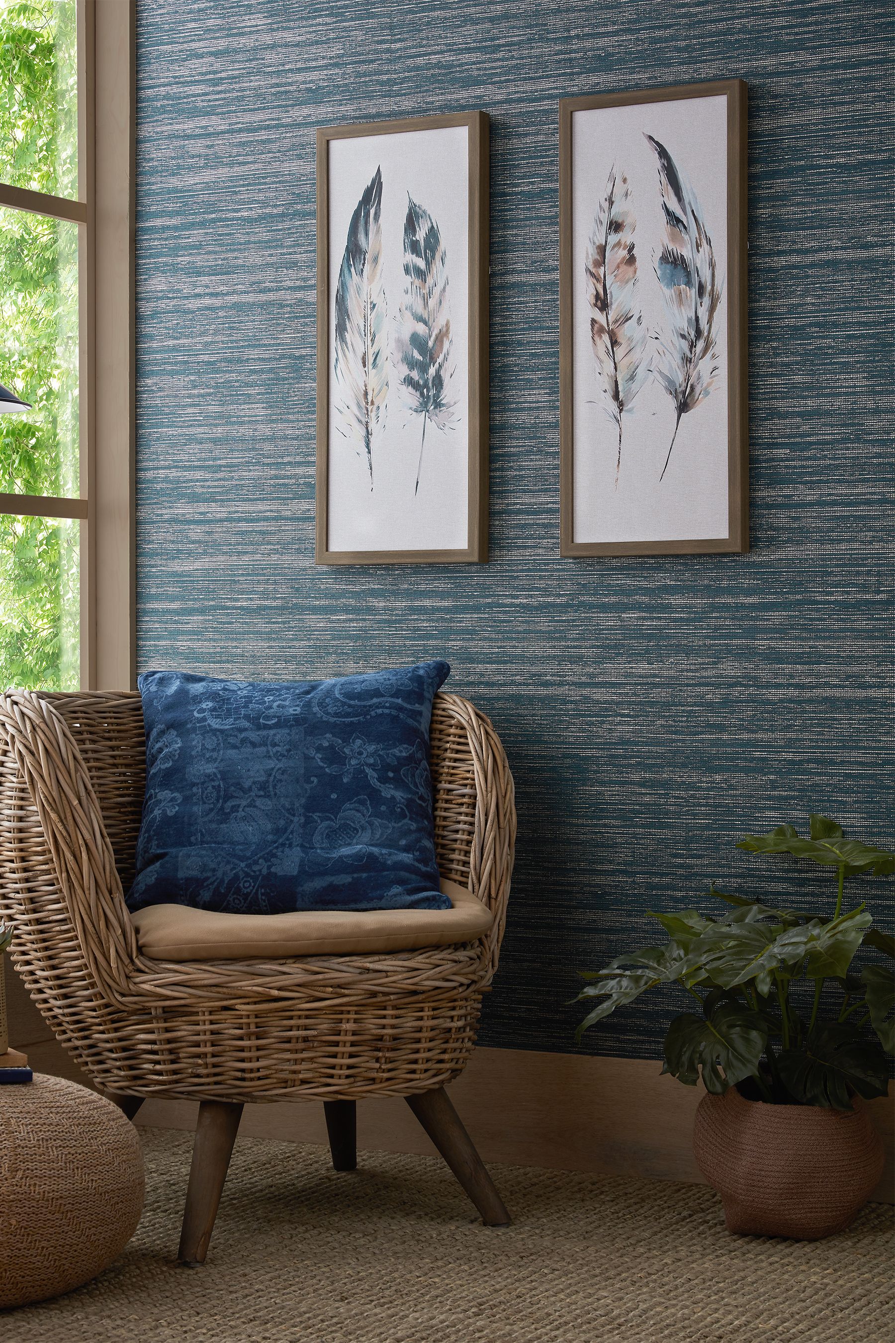 Buy Art For The Home Set of 2 Natural Painterly Feathers Wall Art from ...