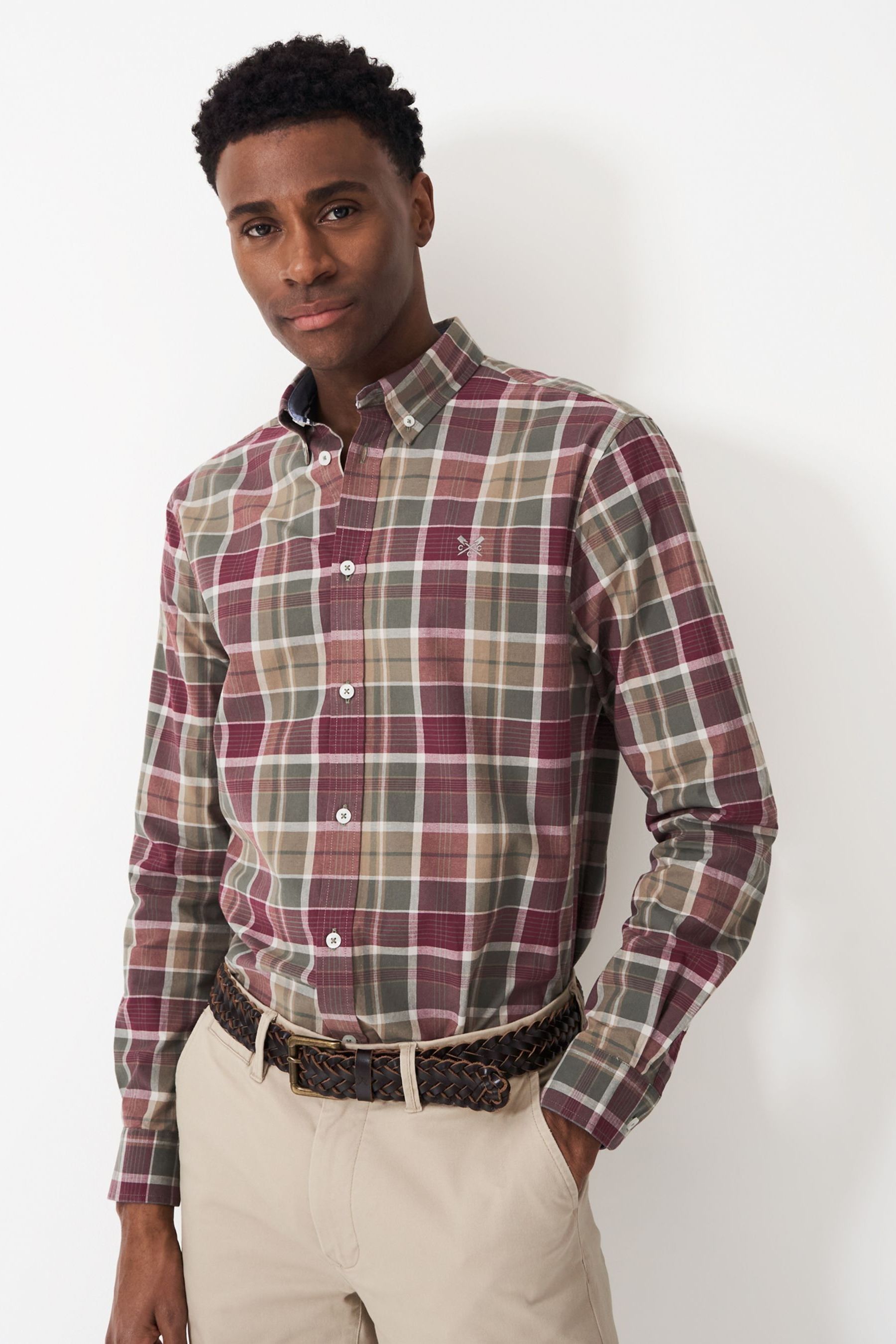 Buy Crew Clothing Natural Check Print 100% Cotton Classic Shirt from ...